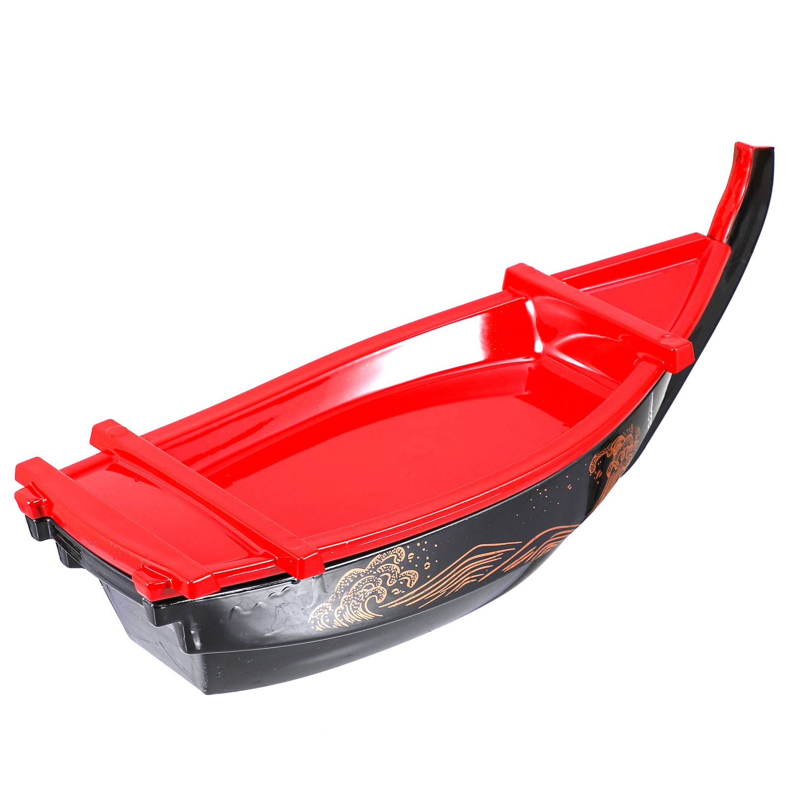 LABSERRON 1Set 13.6X4.9X2.8In Sushi Boat Plate Red Abs Food Serving ...