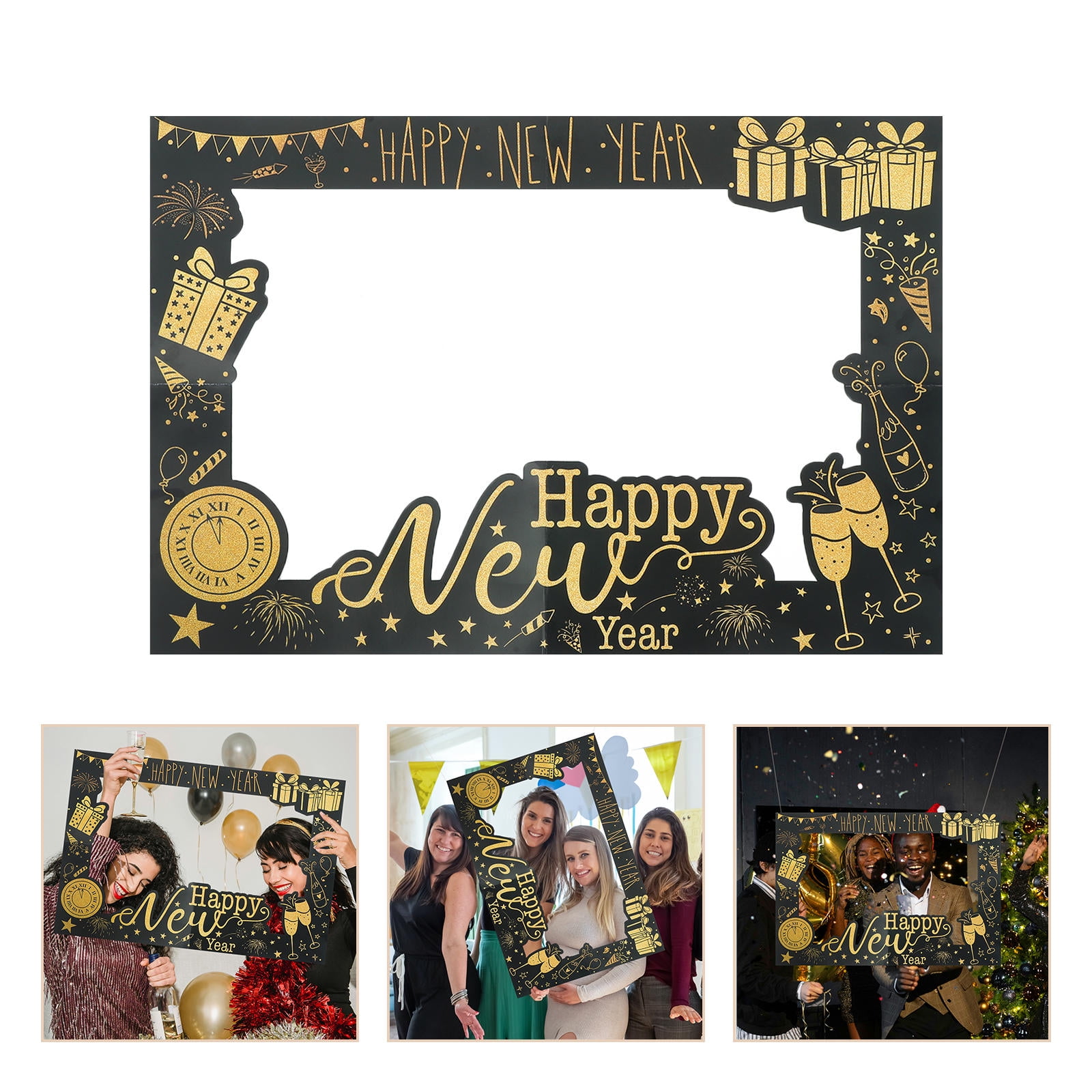 LABSERRON 1Set New Year Eve Photo Frame Prop Rectangle Multi Color ...