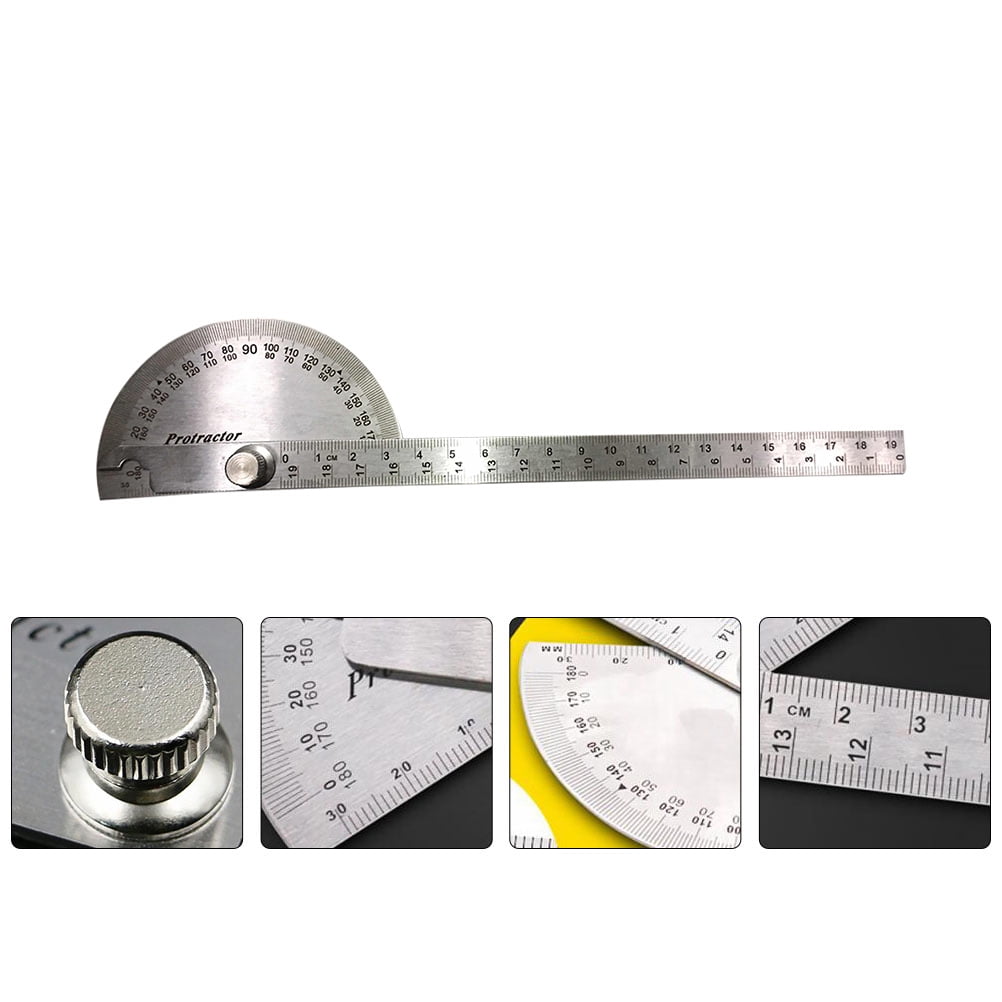 LABSERRON 1Set Stainless Steel Angle Protractor Ruler Measuring Angles ...