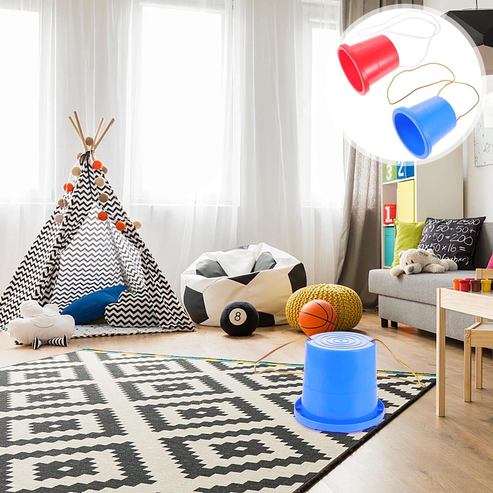 LABSERRON 2 Pairs Children Stilts Toy Bucket Shape Balance Ability ...