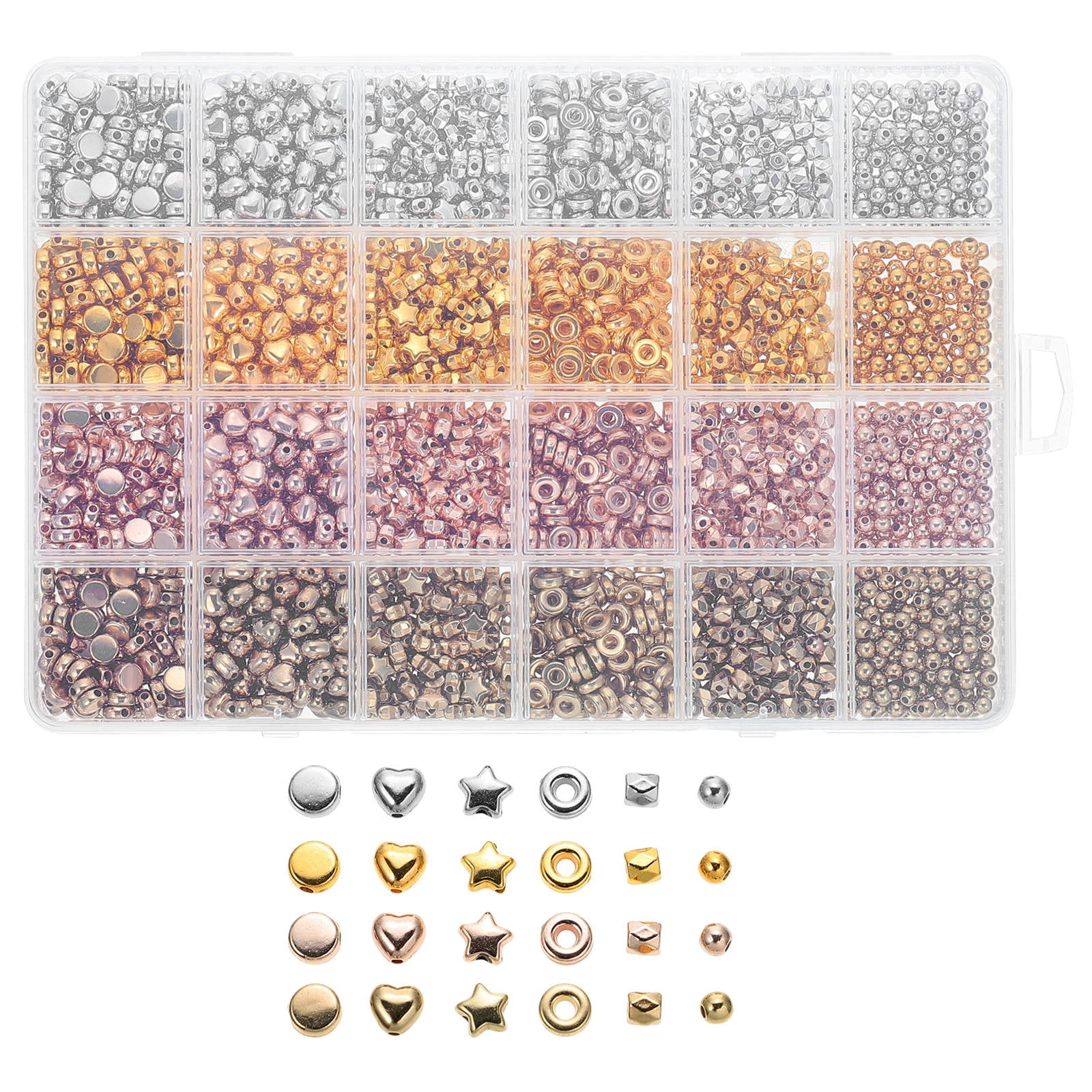 LABSERRON 2160Pcs Round Spacer Beads Assorted Color Flat Round for DIY ...