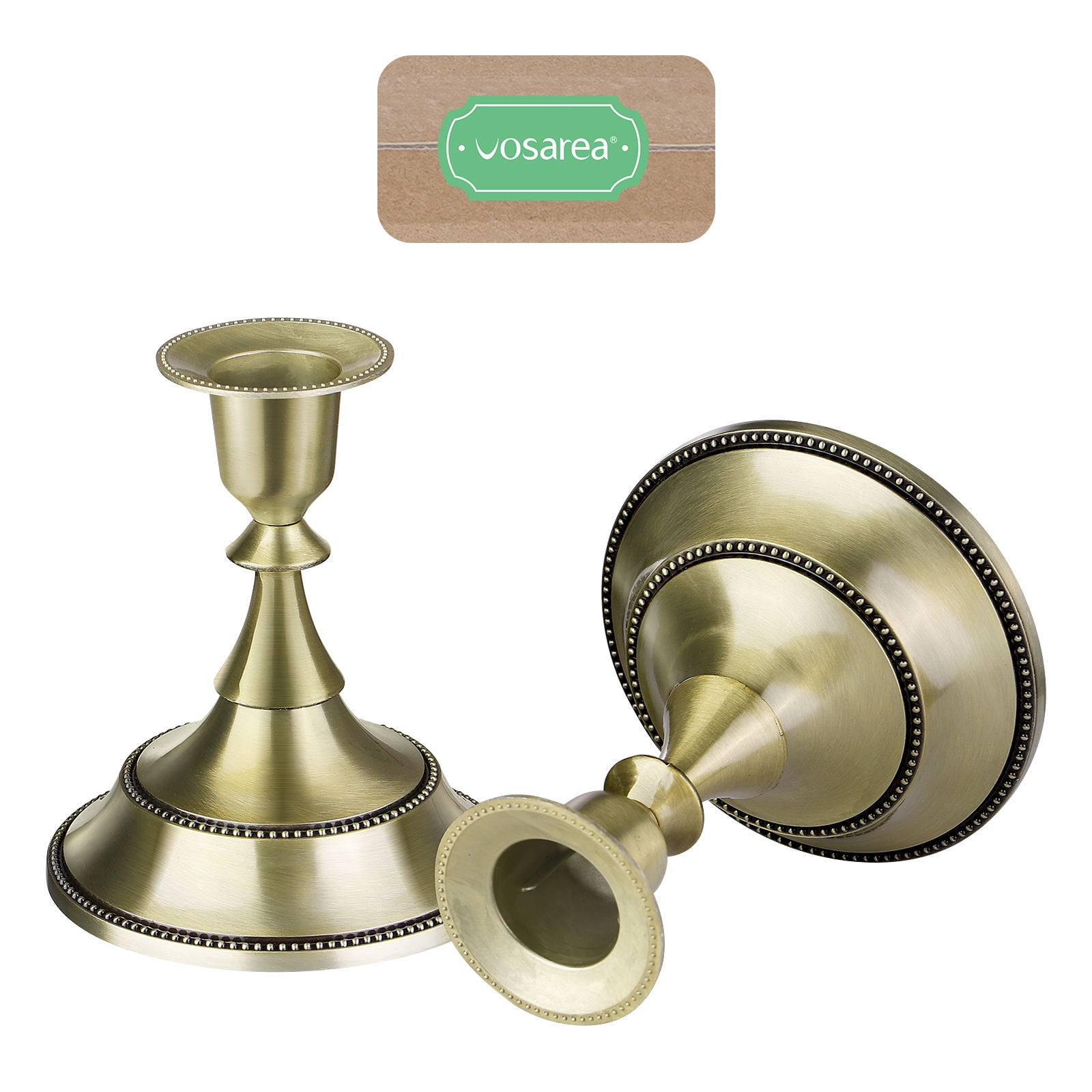 LABSERRON 2Pack Candlesticks Holders Golden Brass Plating For Wedding ...