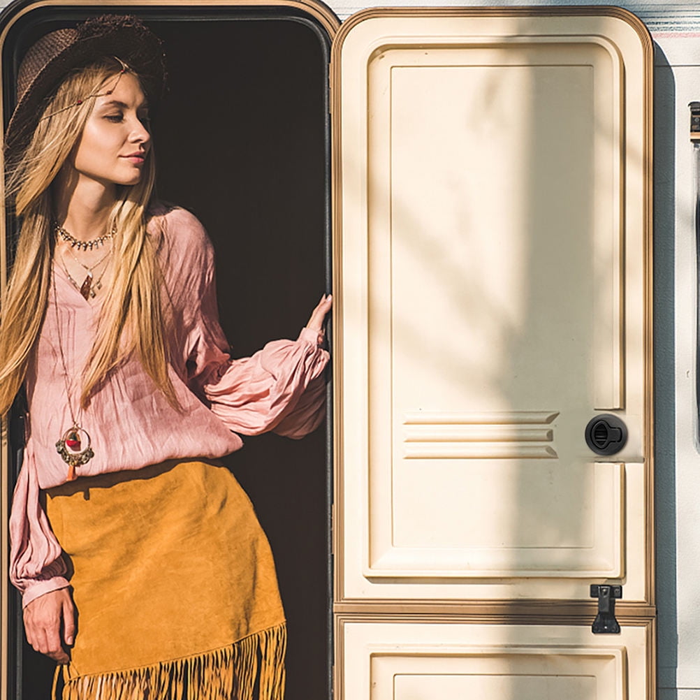 LABSERRON 2Pcs Black Circular Plastic Metal Push Latch for RV Boat Use ...