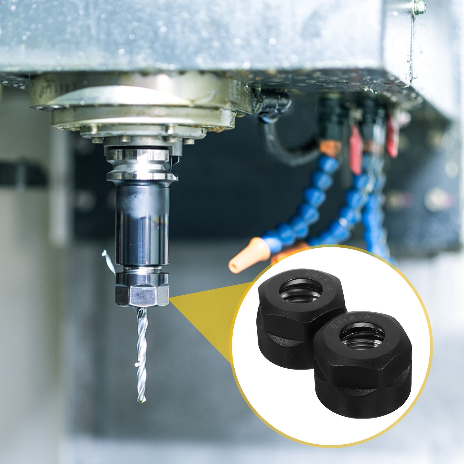 LABSERRON 2Pcs Cylindrical Collet Chuck Nut Silver for CNC Operators ...