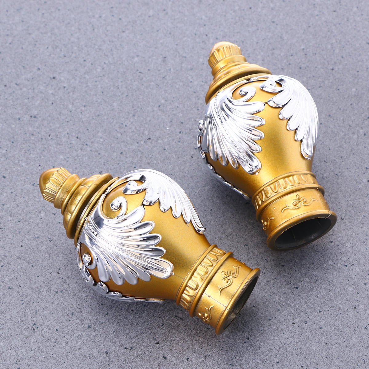 LABSERRON 2Pcs Gold Round Plastic Curtain Rod End Cap for Decoration in ...