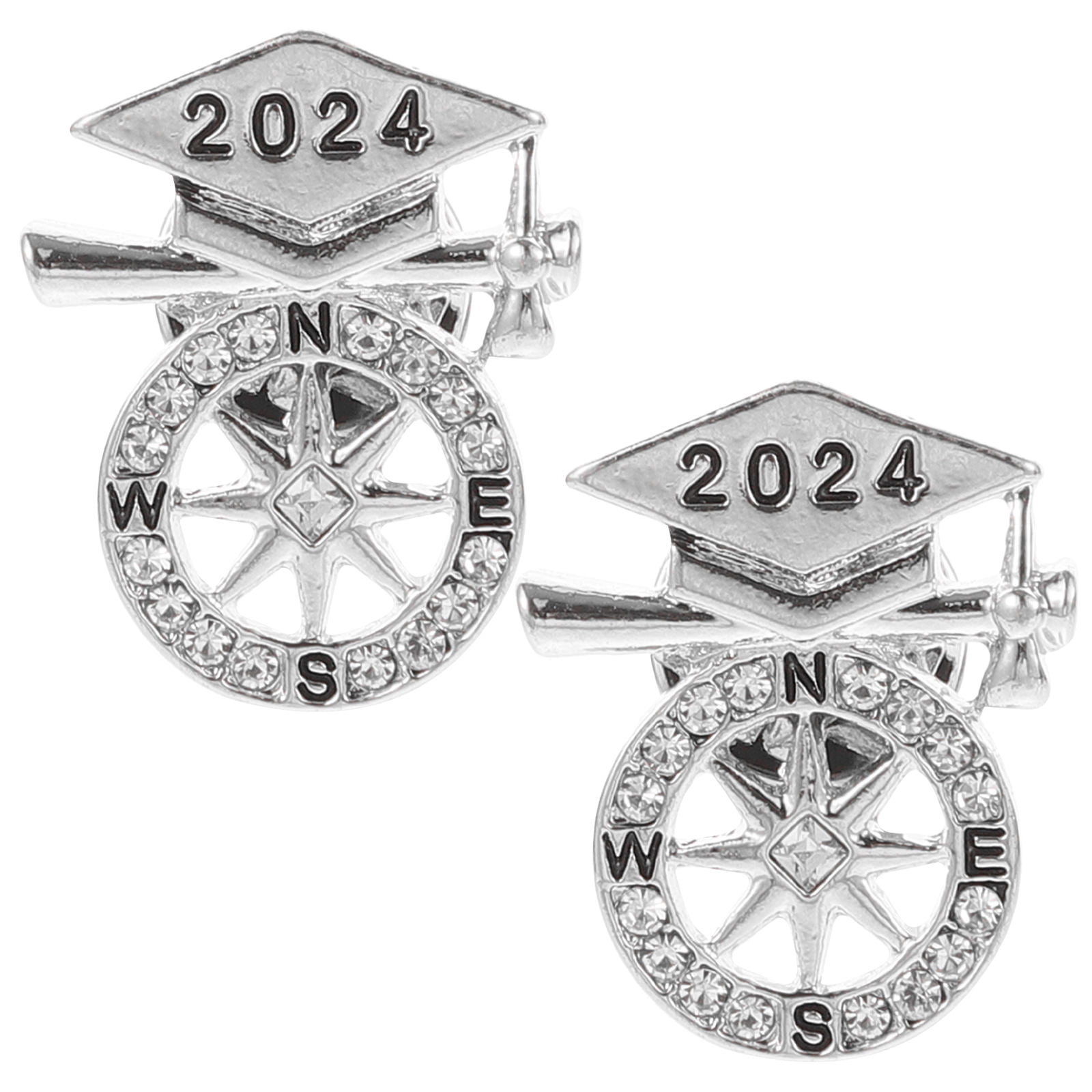 LABSERRON 2Pcs Graduation Cap Brooch Pin Silver Metal Decorative For ...
