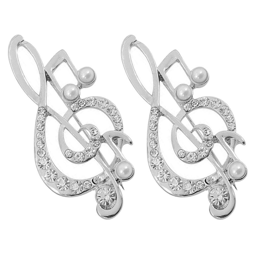LABSERRON 2Pcs Music Note Brooch for Women Silver Decorative Lapel Pins ...