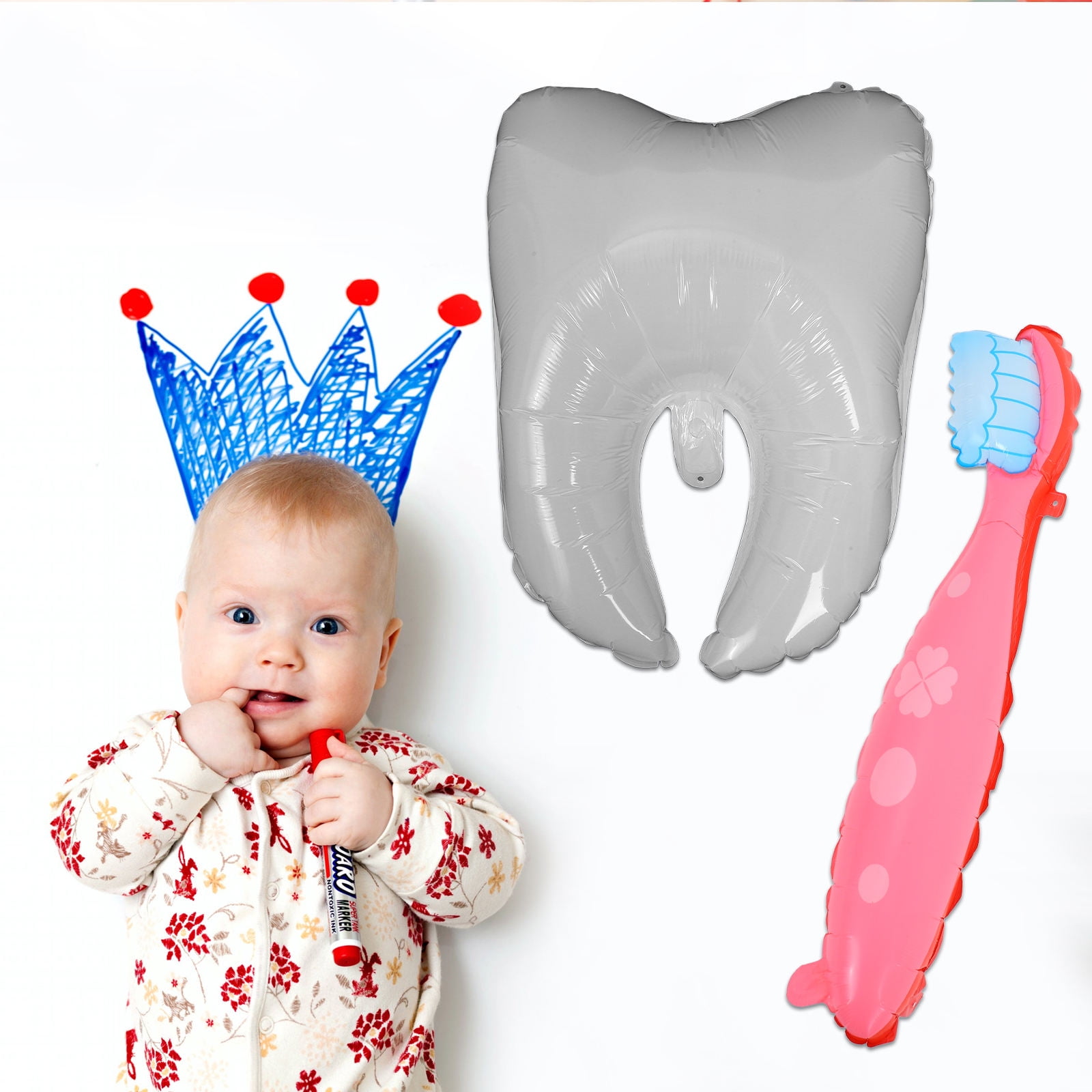 LABSERRON 2Pcs PVC Tooth Balloons For First Tooth Celebrations And Baby ...