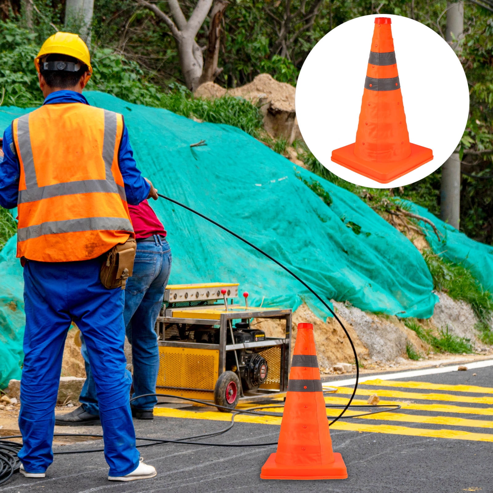 LABSERRON 2Pcs Reflective Collapsible Traffic Cones for Event ...
