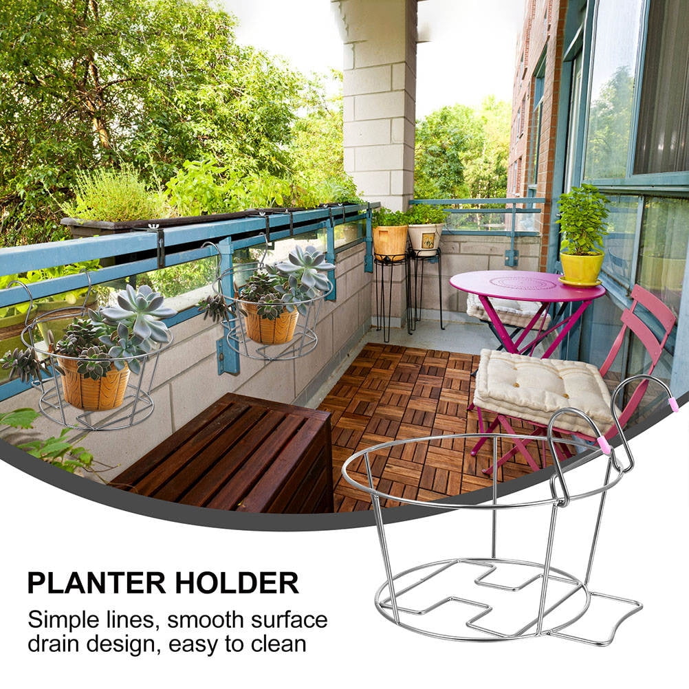 LABSERRON 2pcs Railing Plant Rack Hanging Flowerpot Holder For Deck ...