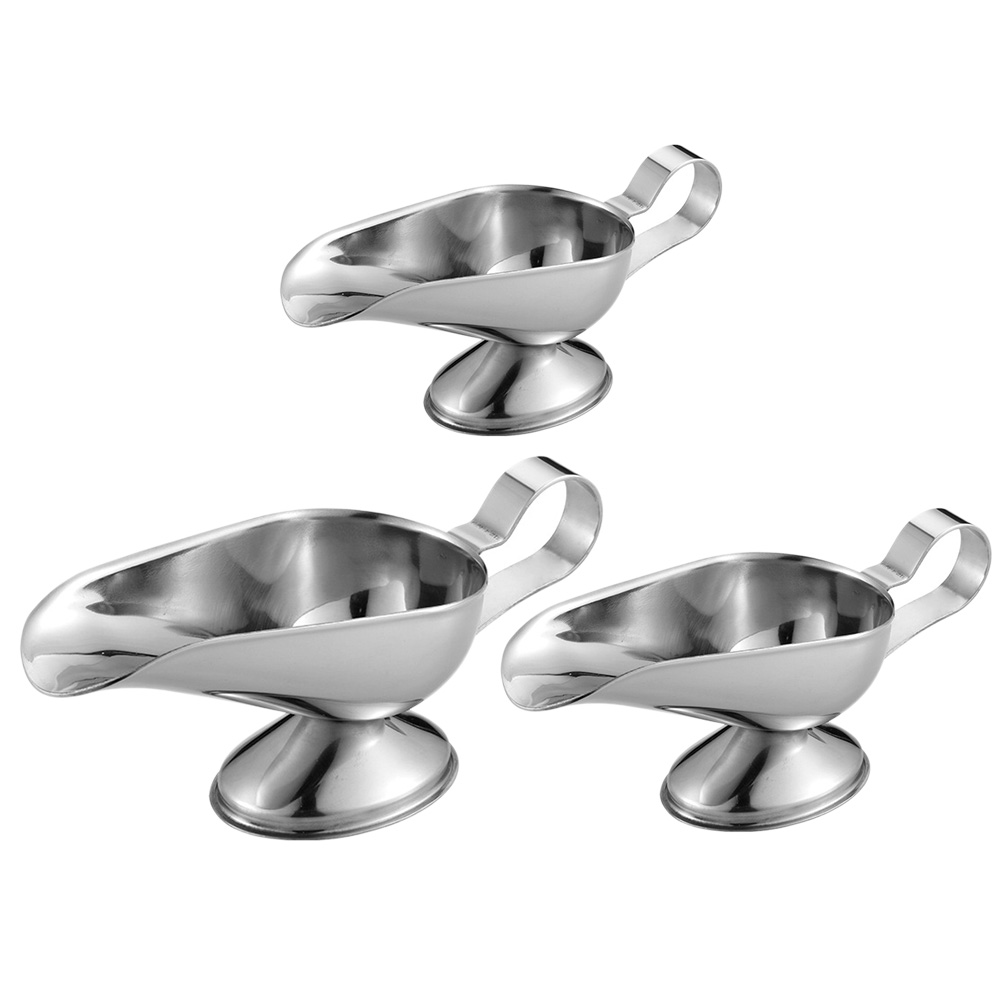 LABSERRON 3 Piece Stainless Steel Gravy Boats for Kitchen Use Silver ...