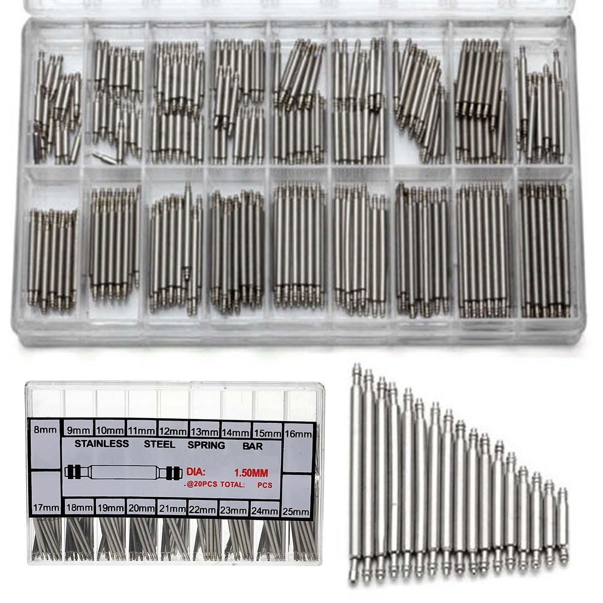 LABSERRON 360Pcs Watch Strap Screws Stainless Steel Spring Bars for ...