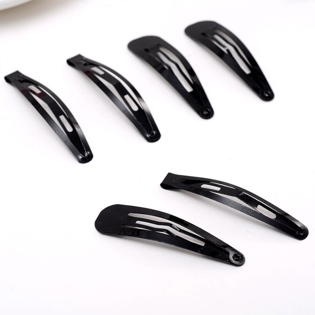 LABSERRON 48Set Snap Hair Barrettes Black Rectangular Metal Accessories ...