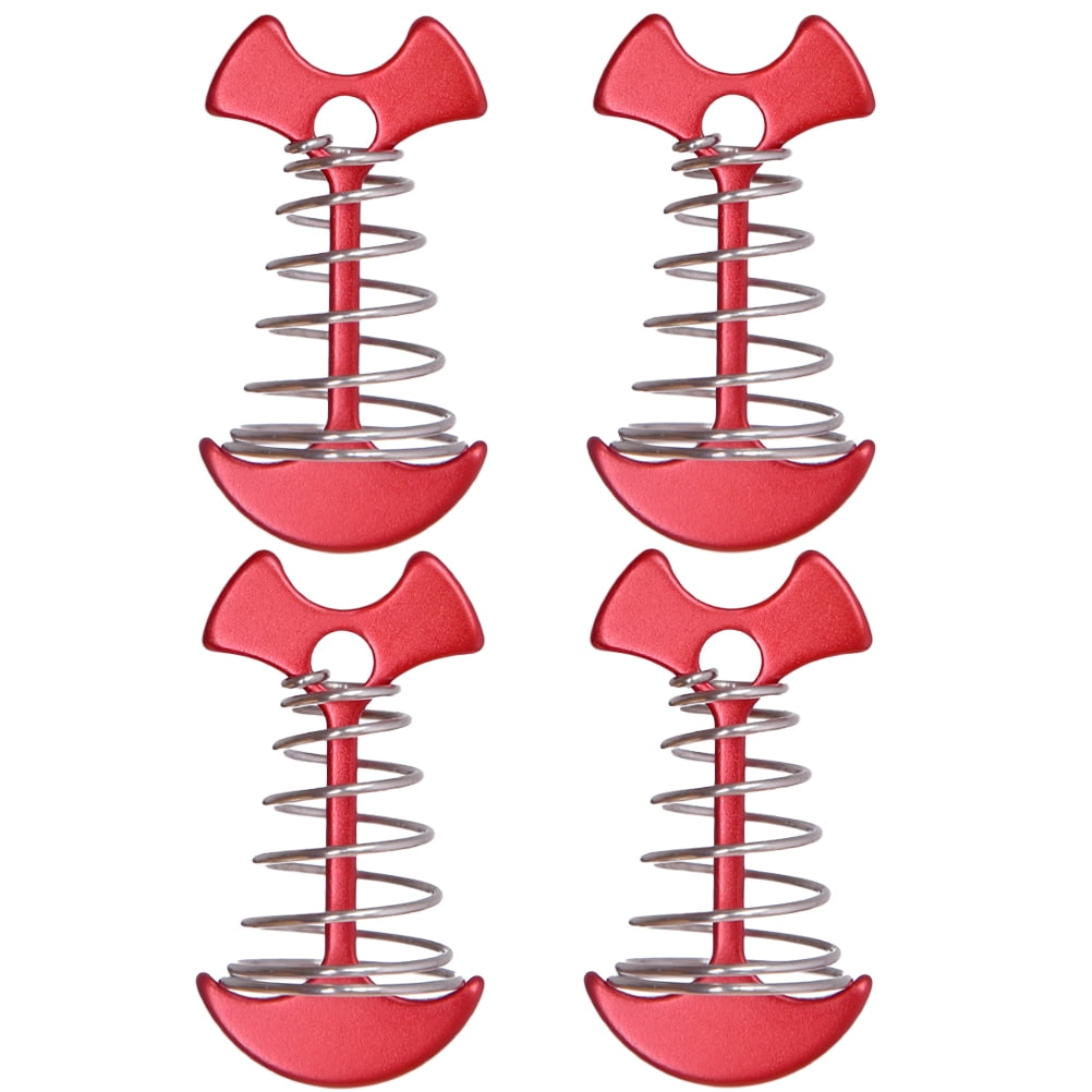 LABSERRON 4Pcs Ground Anchors Fishbone Shape Tent Pegs Metal Red for ...