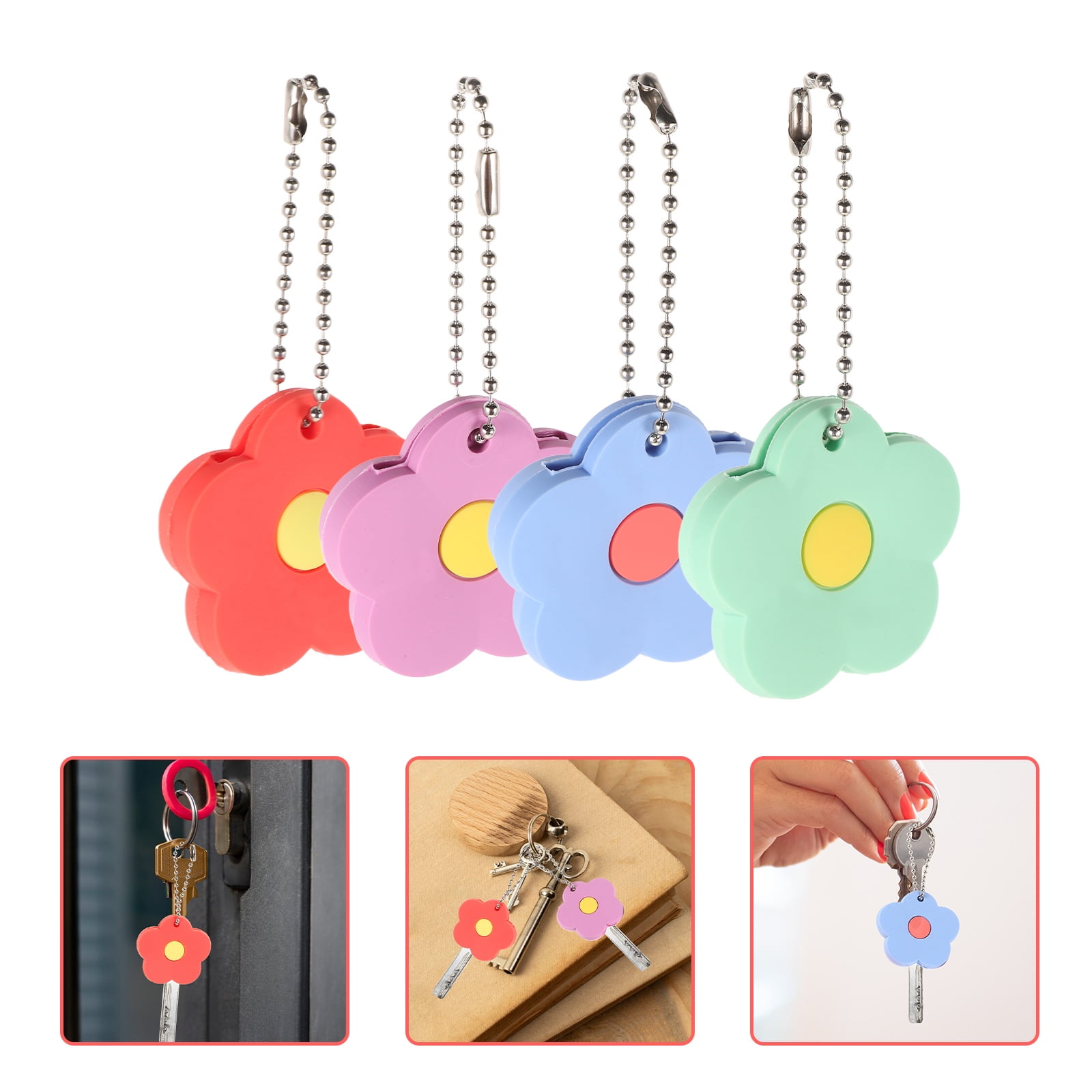 LABSERRON 4Pcs Key Identifier Covers Flower Shape PVC for Household ...