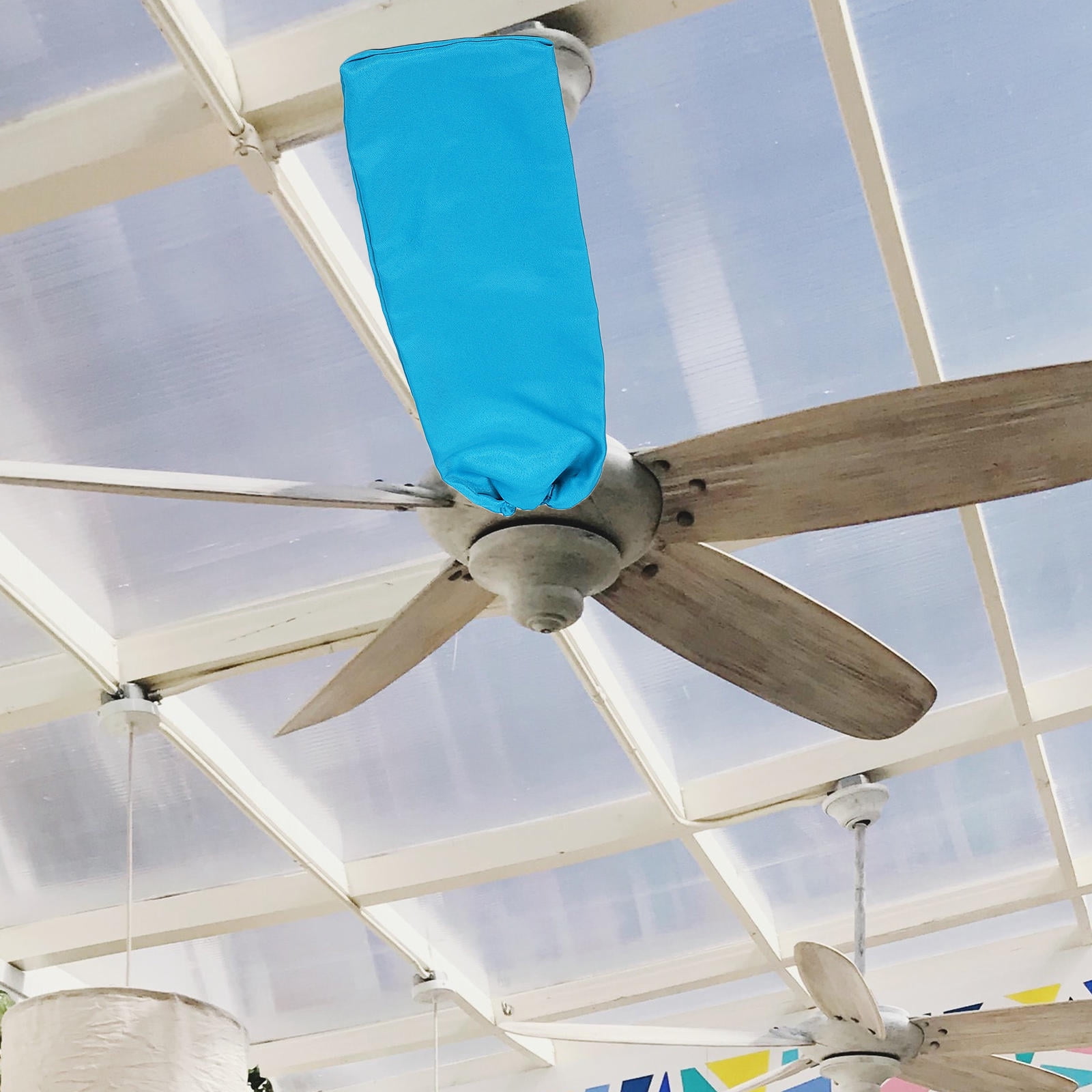 LABSERRON 4Pcs Sky-Blue Fabric Ceiling Fan Covers for Dust Protection ...