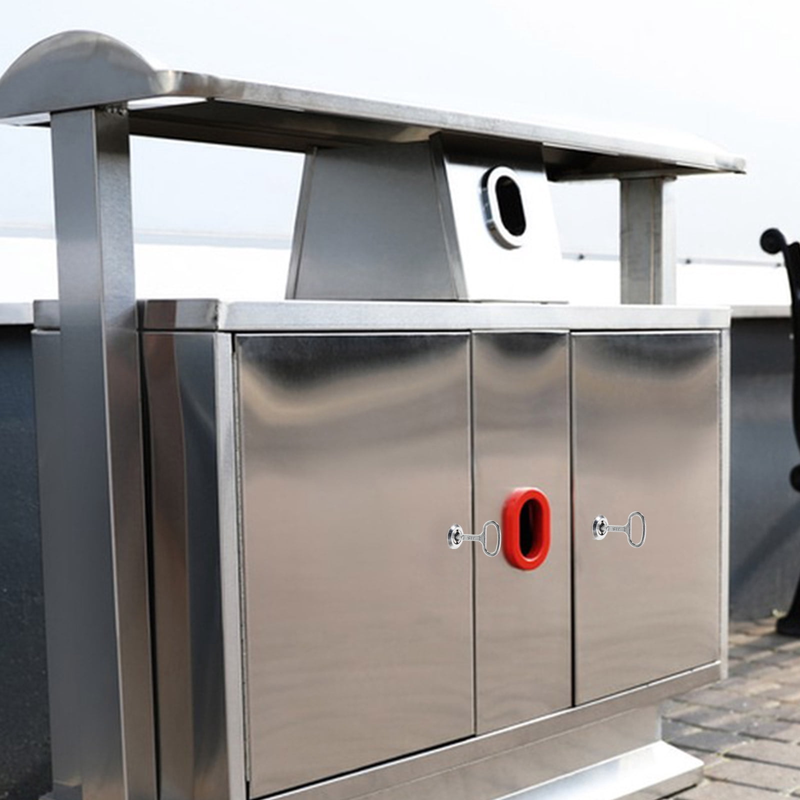 LABSERRON 4Set Trash Can Locks Silver Metal For Community Trash Bin Lid ...