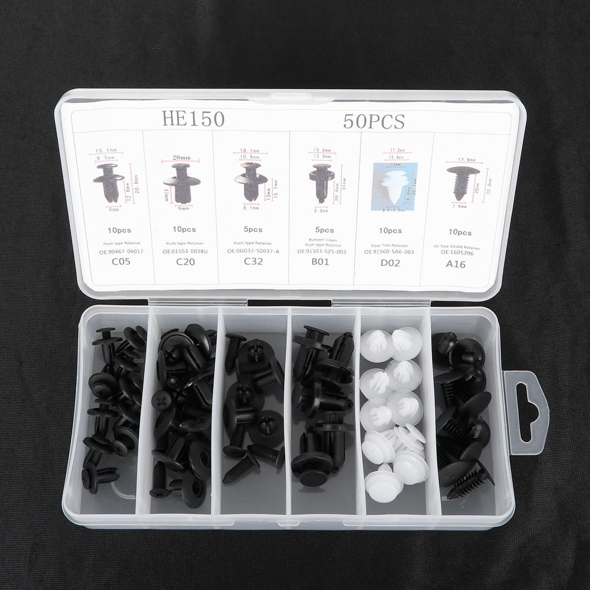 LABSERRON 50Pcs Set Car Push Pin Retainer Clip Plastic 8.07x4.33x1.37in ...