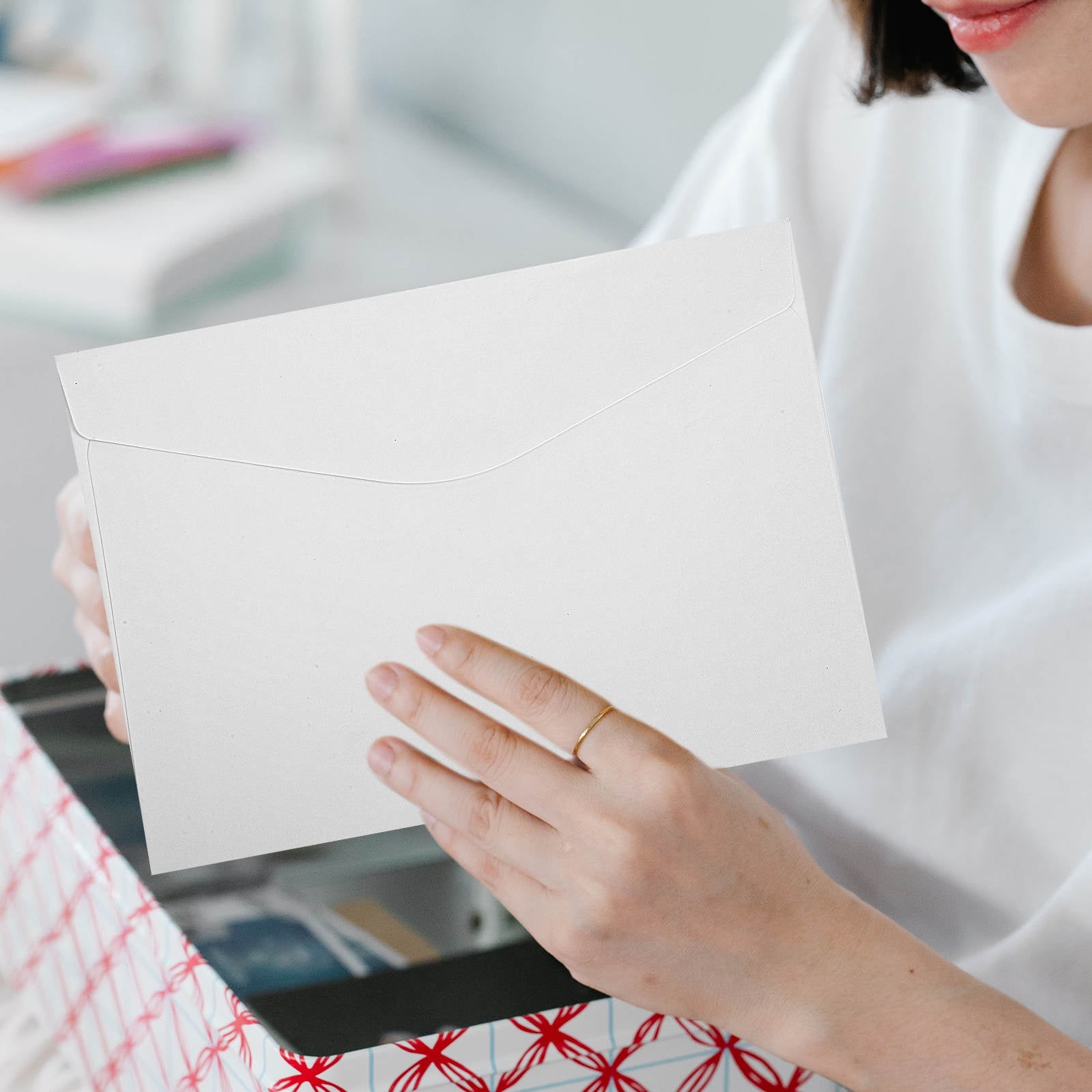 LABSERRON 50Set White Paper Envelopes for Wedding Invitations Simple ...