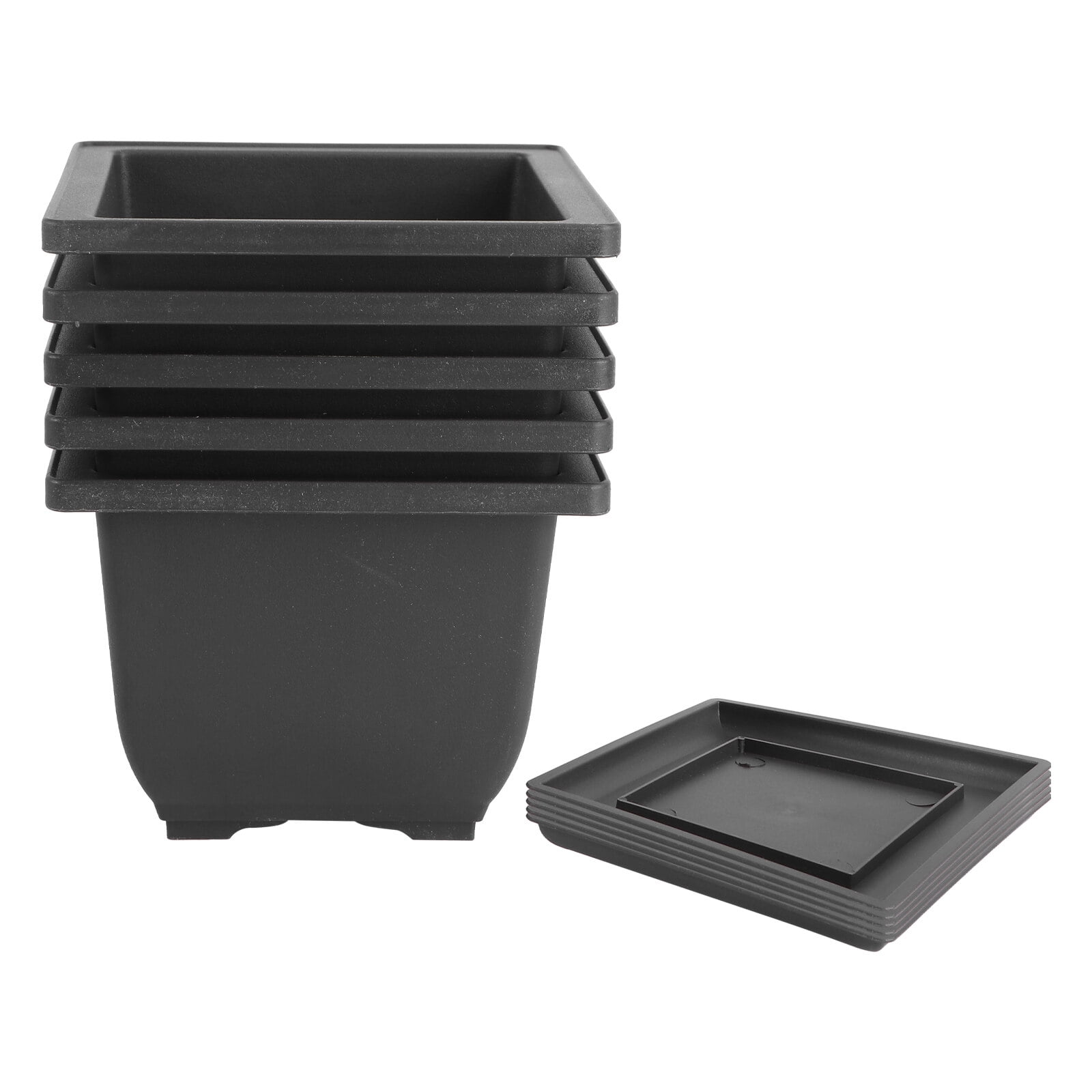LABSERRON 5Set Dark Grey Plastic Square Planting Pots for Succulent ...
