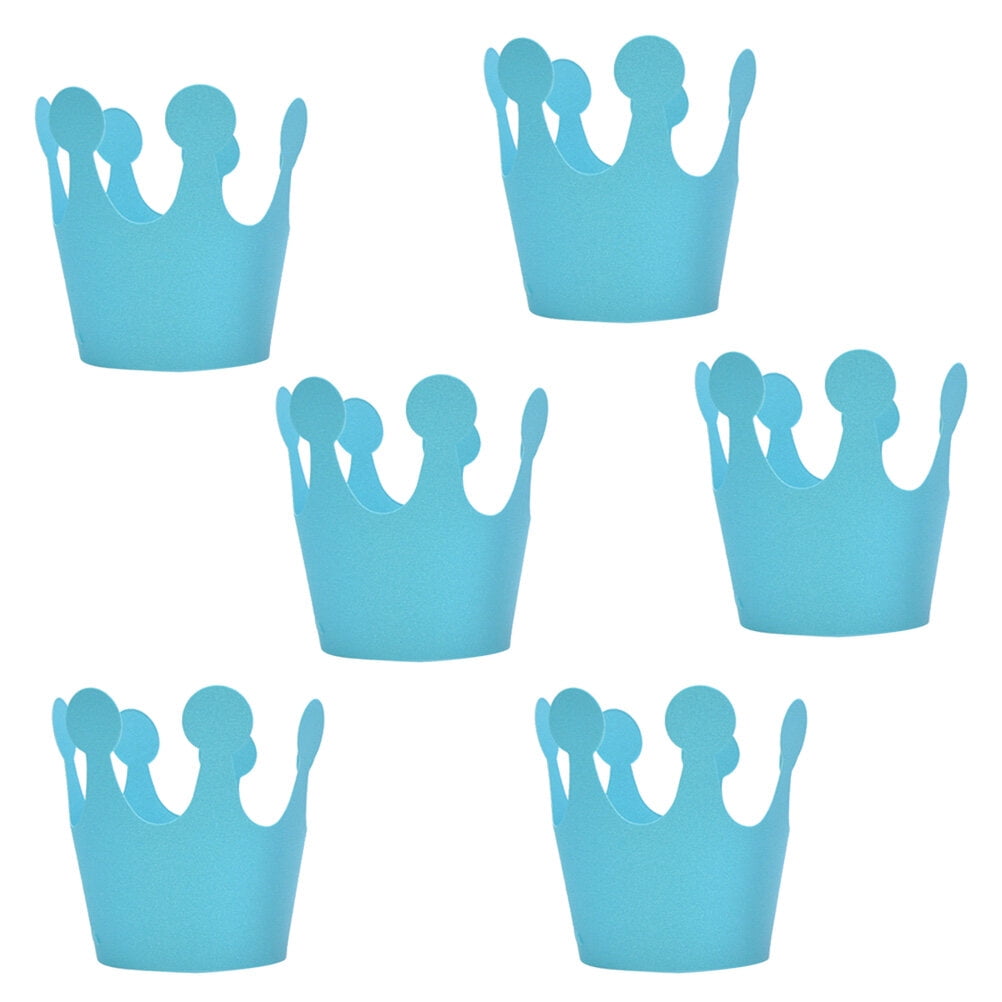 LABSERRON 6Pack Birthday Hat Crown Shape Blue Paper Party Decoration ...