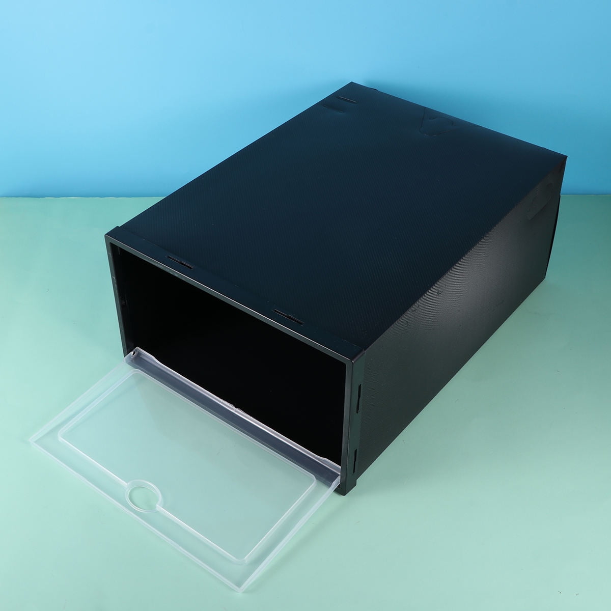 LABSERRON 6Pack Shoe and Boot Storage Box Black Plastic Rectangular ...