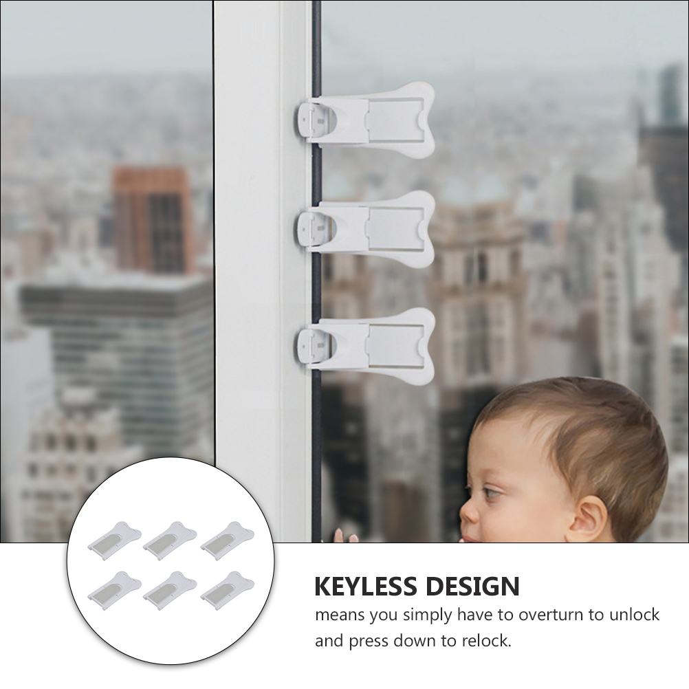 LABSERRON 6Pcs Child Safety Hook Lock White Rectangular for Cabinets ...