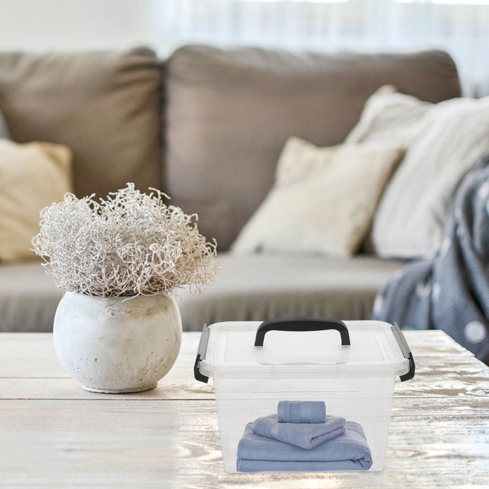 LABSERRON 6Pcs Plastic Containers with Lids Rectangular Compact Storage ...