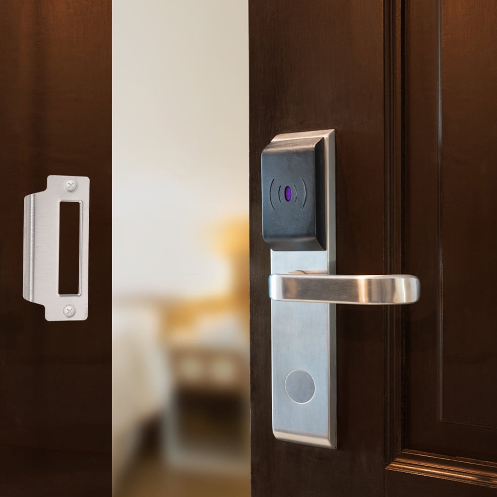 LABSERRON 6Pcs Silver Rectangular Deadbolt Strike Plate Cover Door Reinforcement Plate for ...