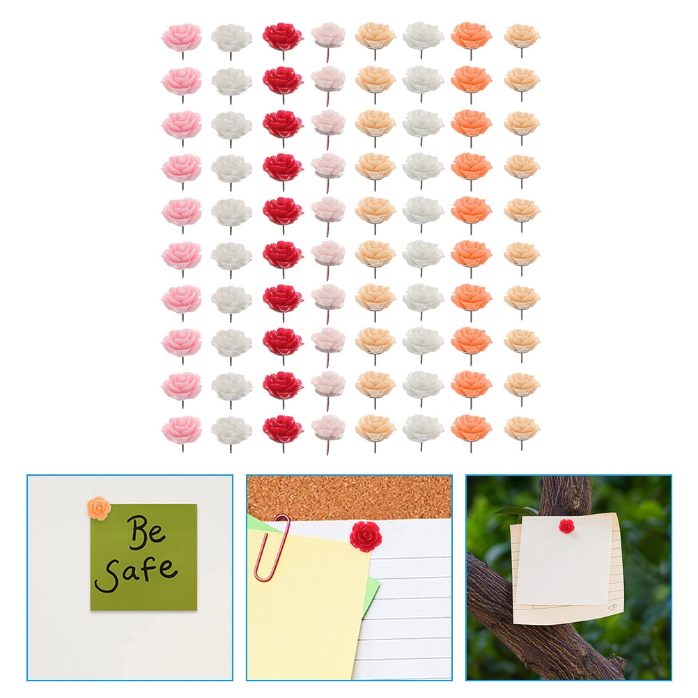 LABSERRON 80 Pieces Paper Clip Push Pin Set Assorted Color for Bulletin ...