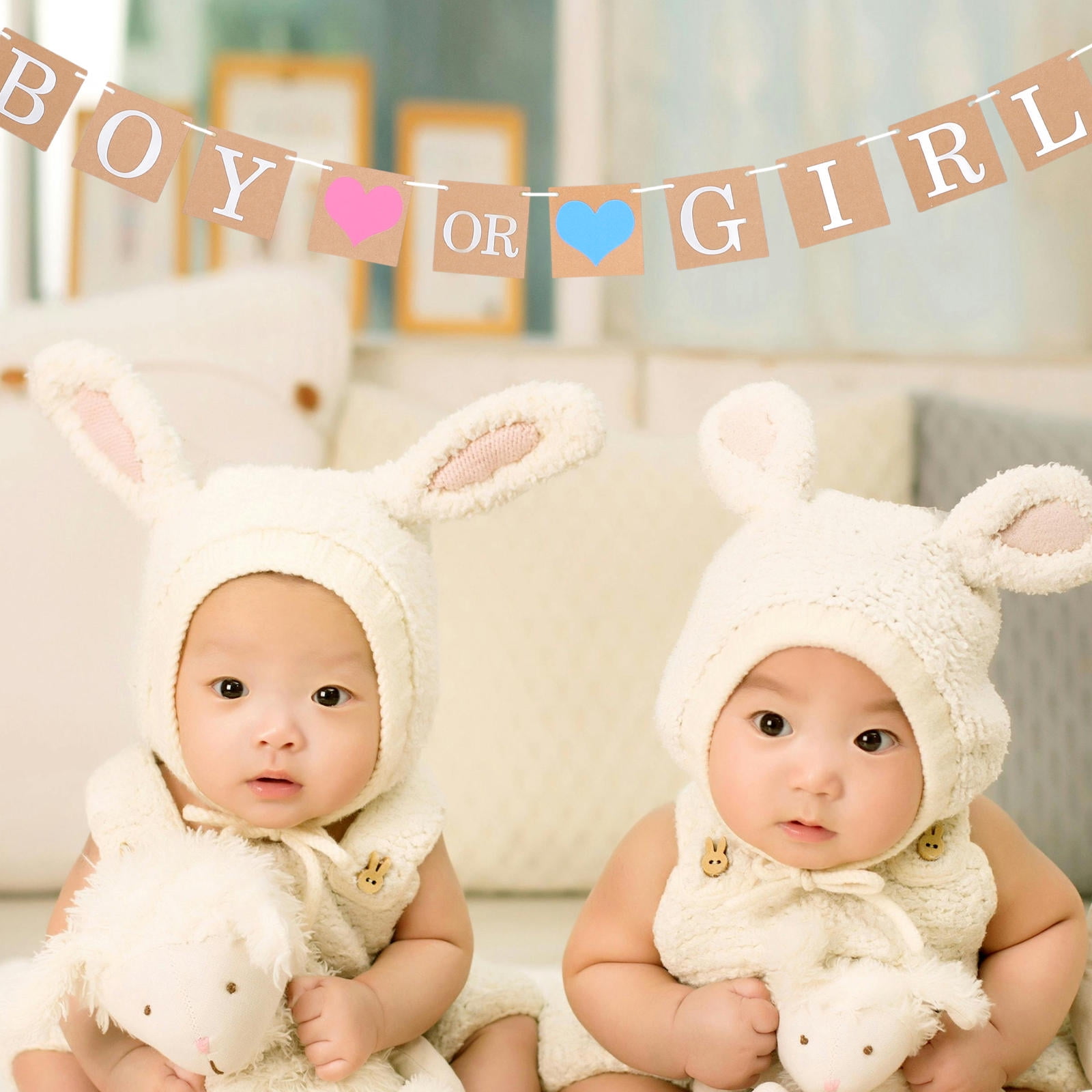 LABSERRON 8Pack Boy Or Girl Gender Reveal Sign Rectangle Shape Brown ...