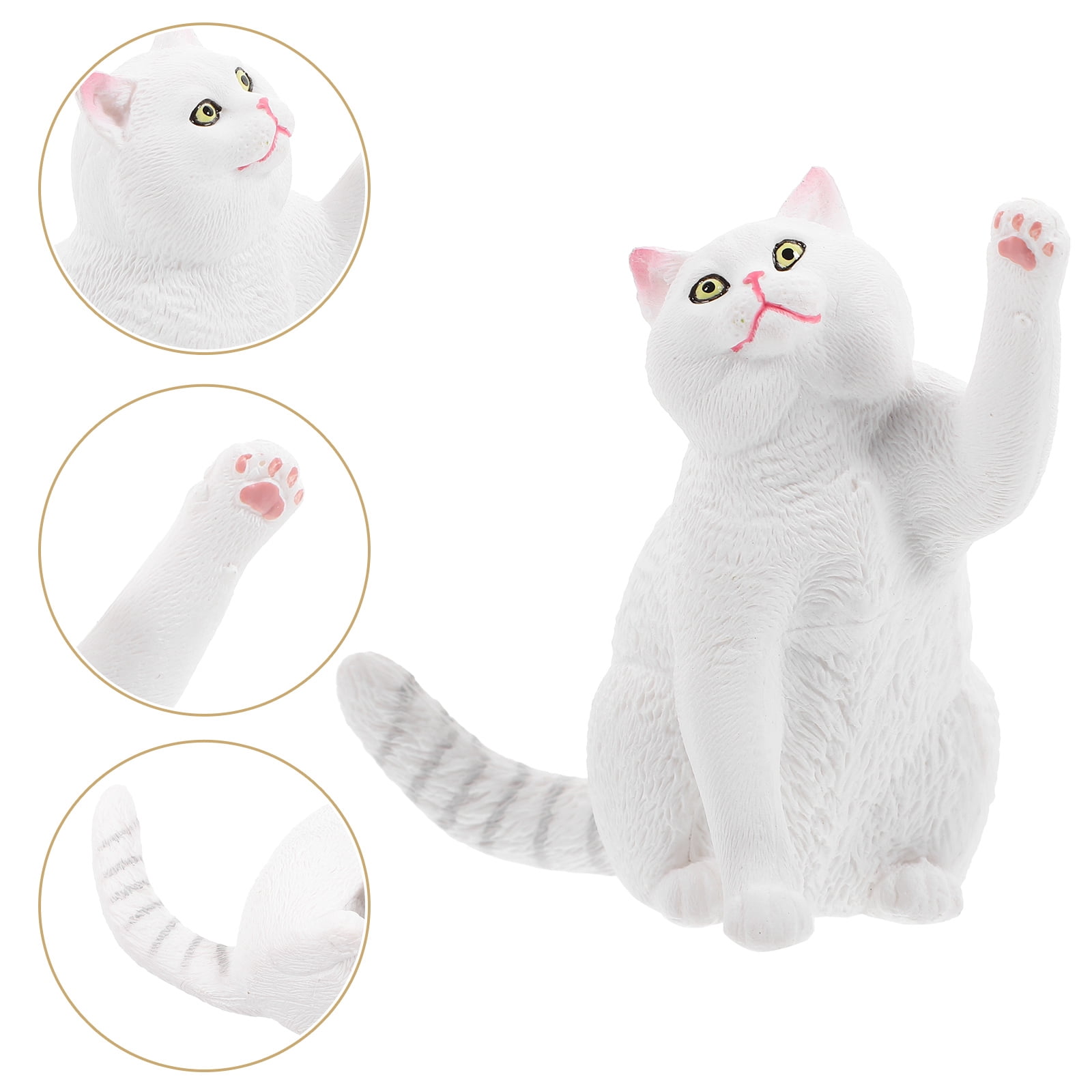 LABSERRON 9Pcs White Plastic Cat Figurine Small Simulation Cat For ...