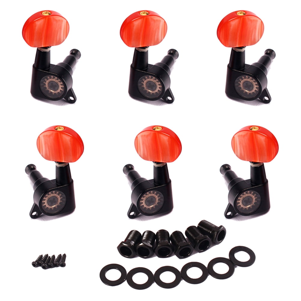 LABSERRON Acoustic Guitar Tuners 6Pack Tuning Pegs Gold Peal Red Color ...