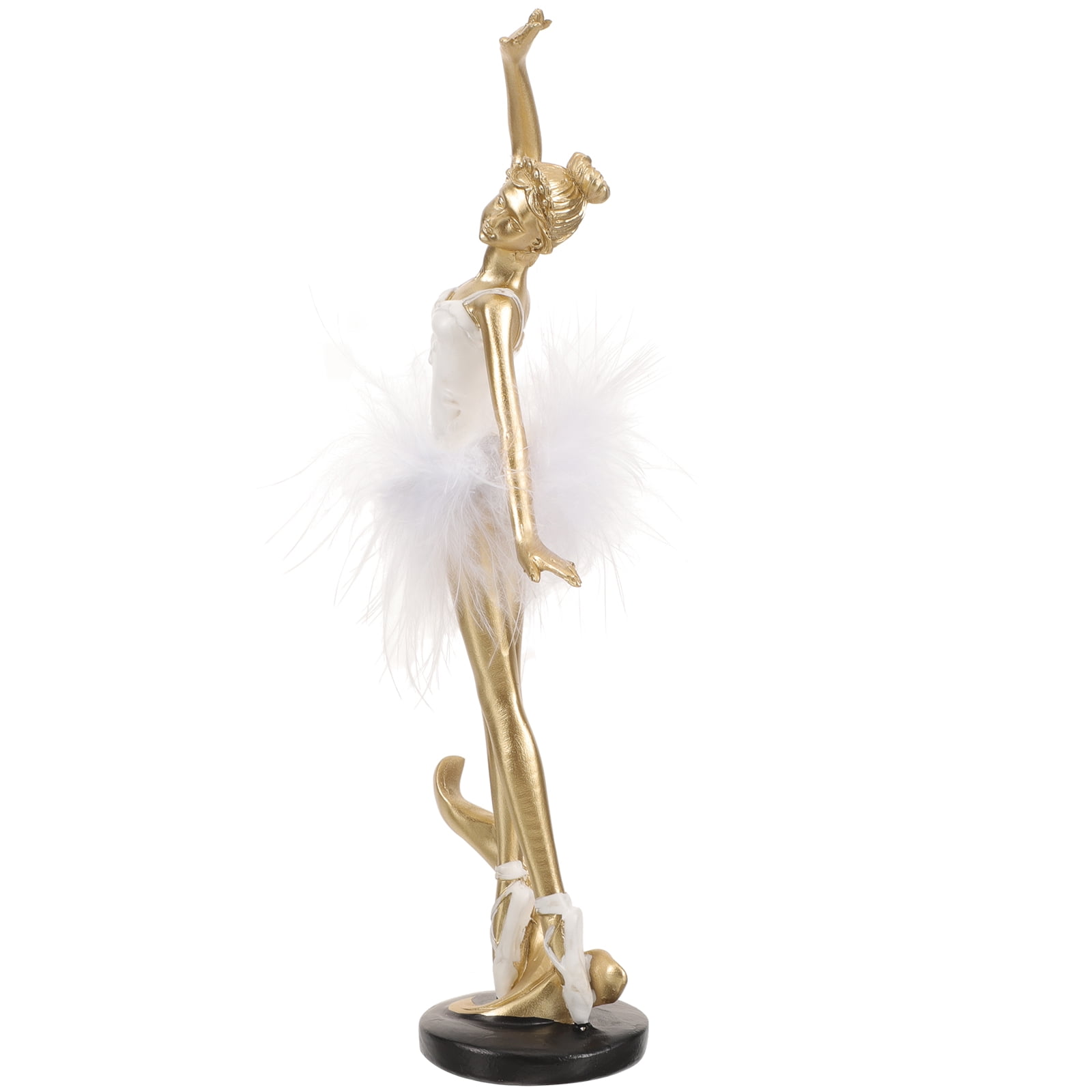 LABSERRON Ballerina Golden Figurine Desk Ornament Resin Dance Figurines ...