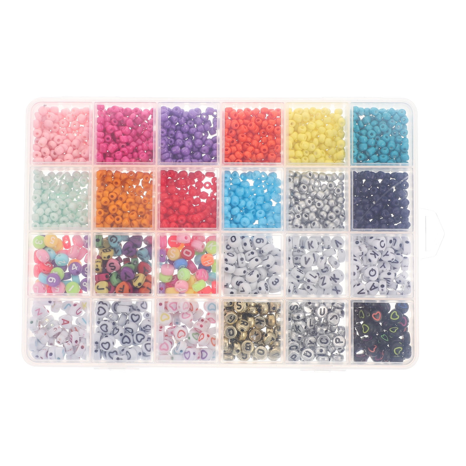LABSERRON Bead Charms Diy Jewelry Making Glass Acrylic Round Letter ...