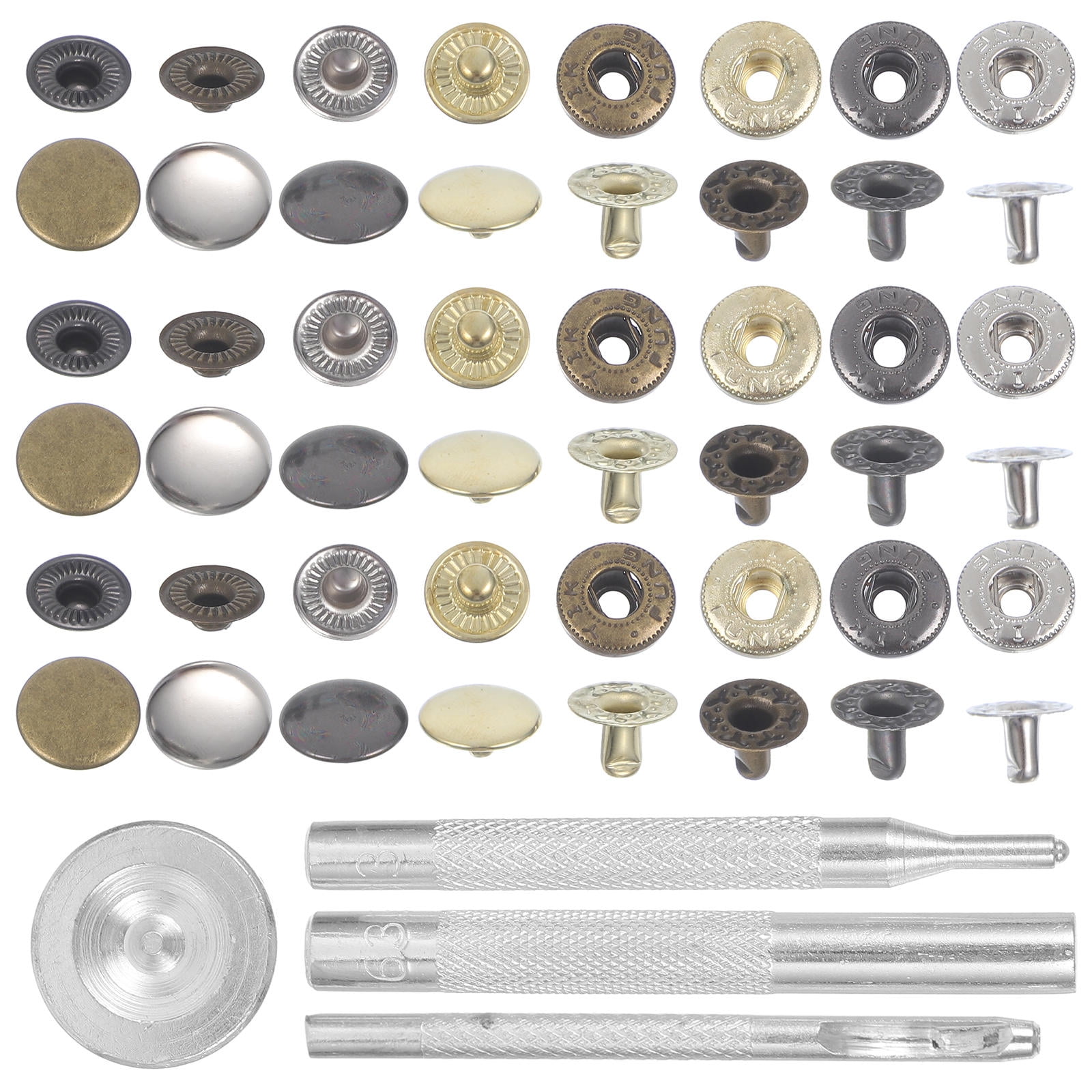LABSERRON Button Fasteners for Clothing 120 Sets Snap Fastener Kit ...