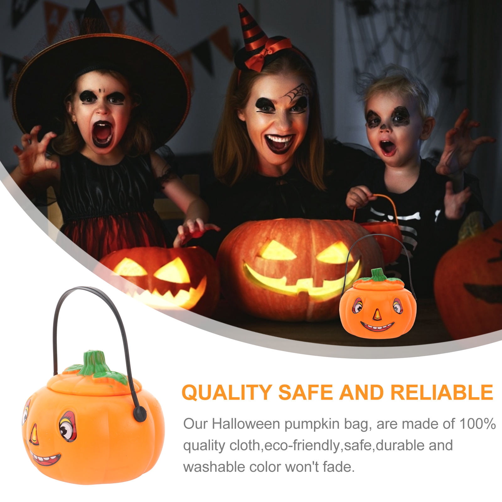 LABSERRON Candy Buckets 1Pack Pumpkin Shape for Children 11x5x4in ...