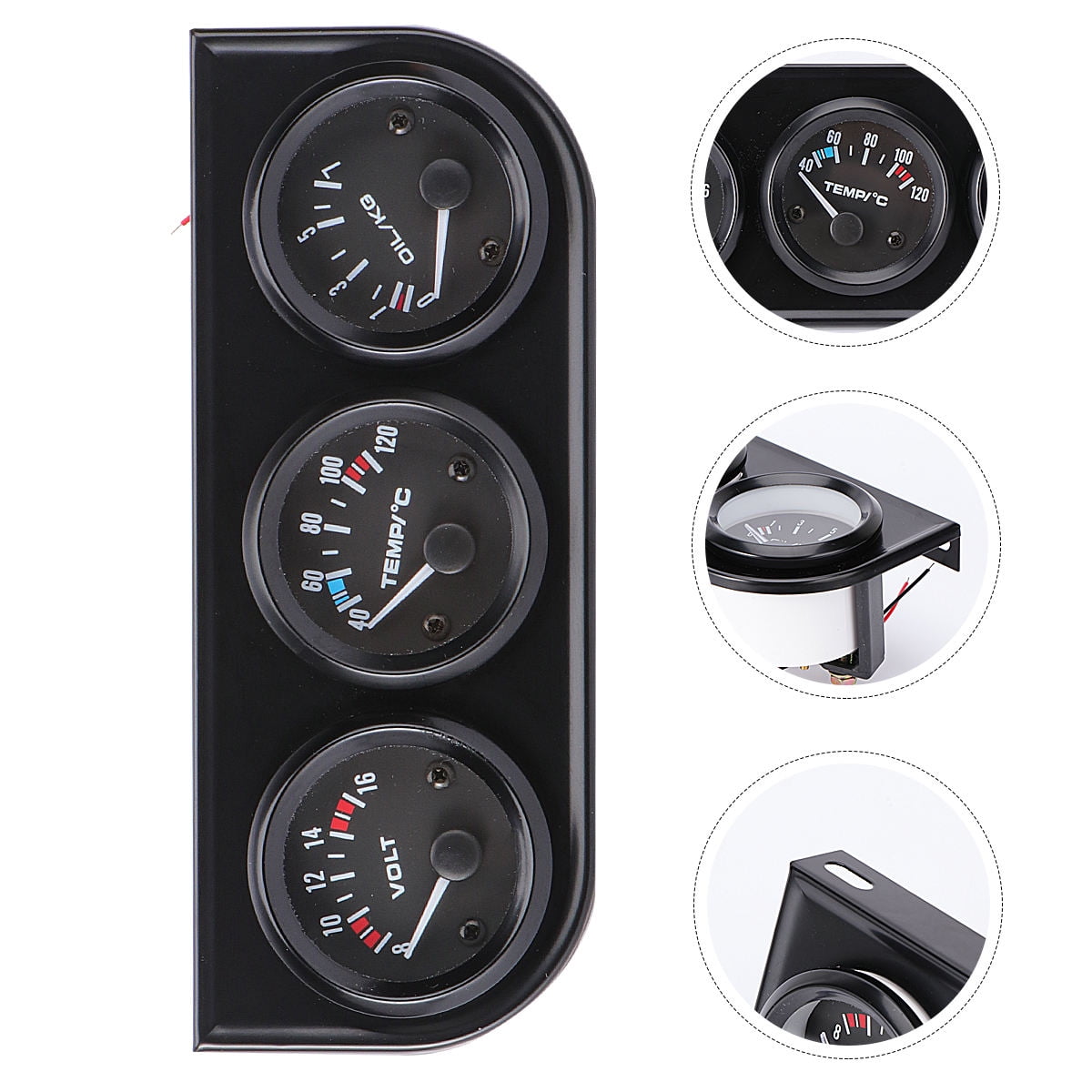 LABSERRON Car Gauges Set Kit 3in1 Black Temp Gauge With Engine Health ...