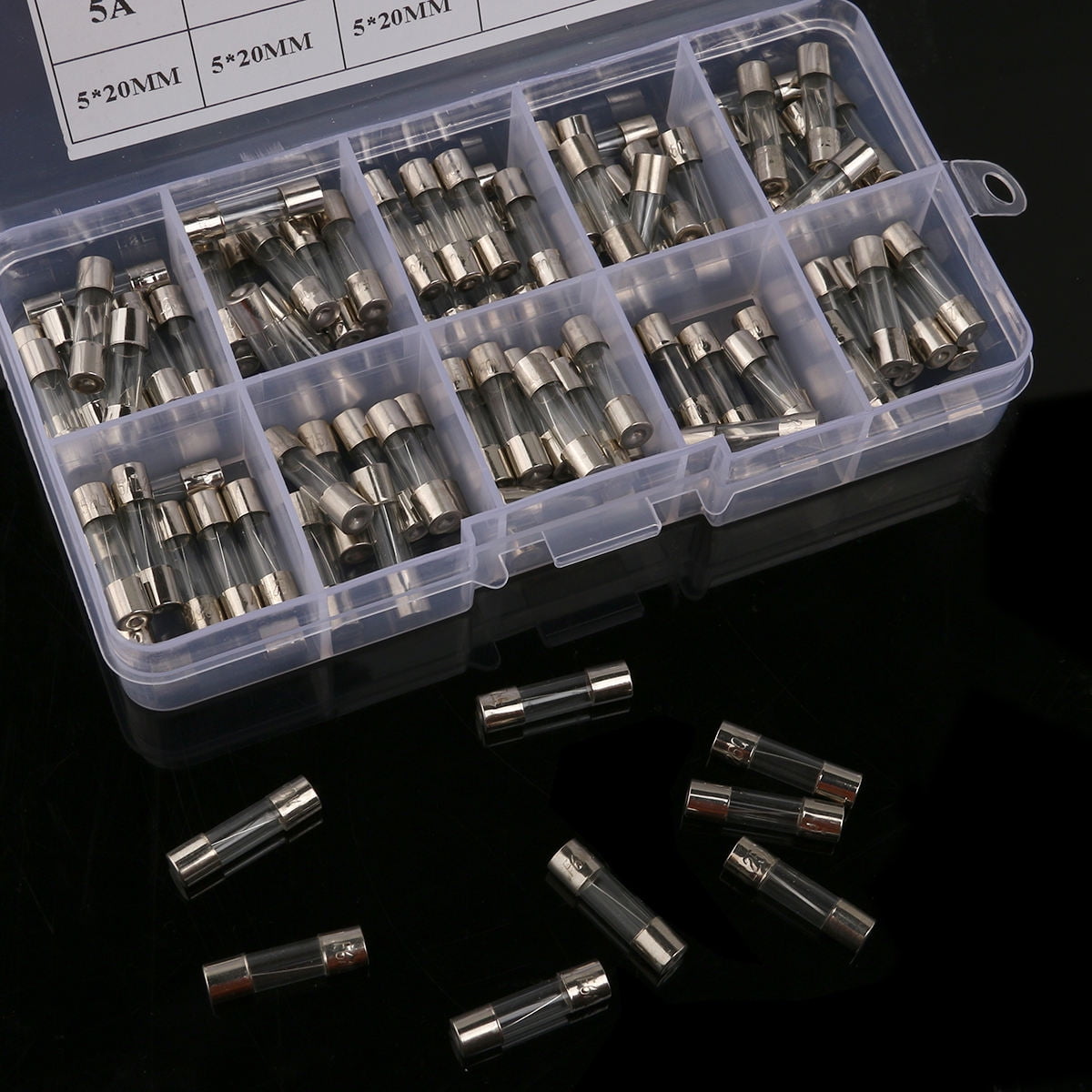 LABSERRON Glass Tube Fuse Kit 100Pcs Assorted Car Fuses Fast Blow For ...