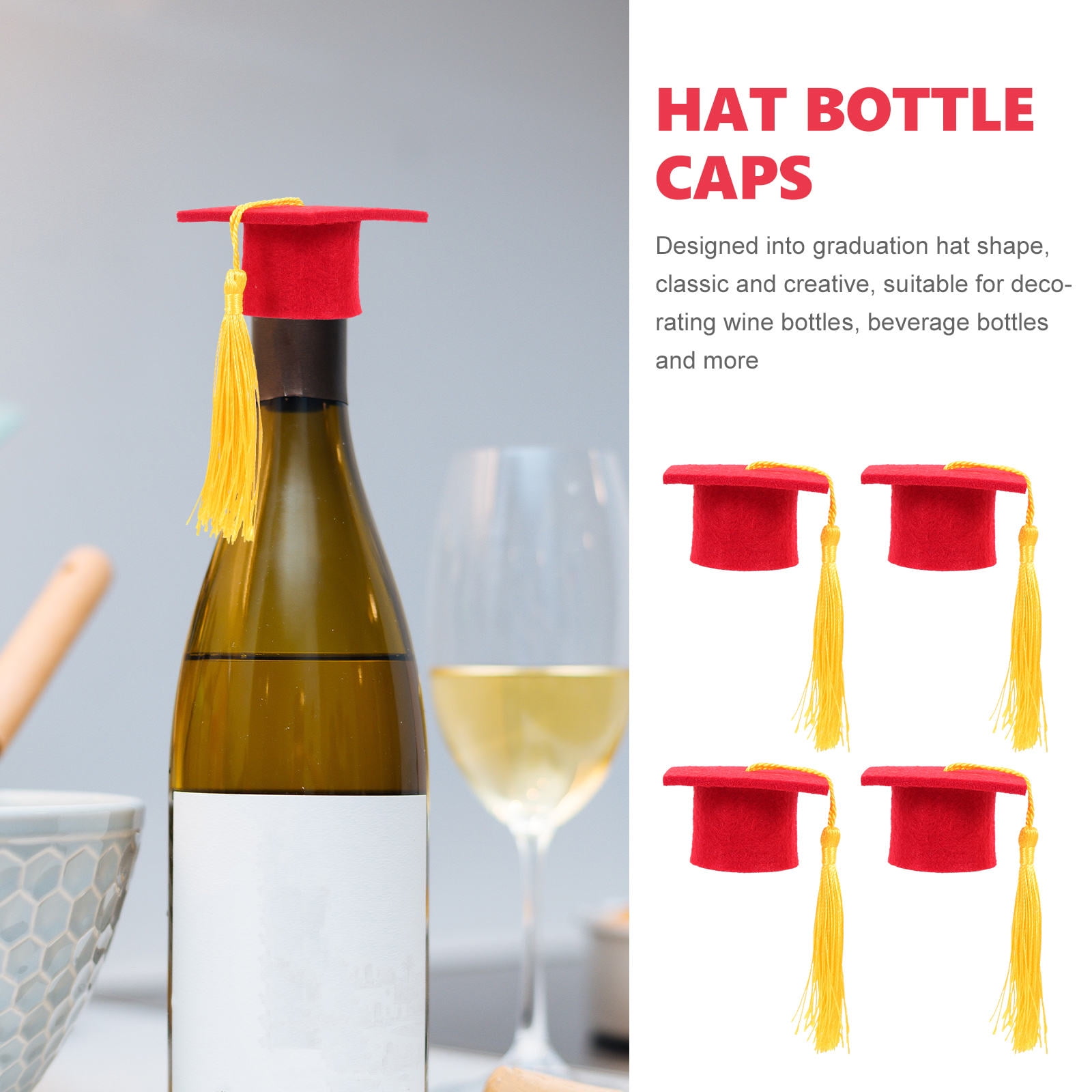 LABSERRON Graduation Hat Bottle Toppers Fun Wine Stoppers Decorative ...