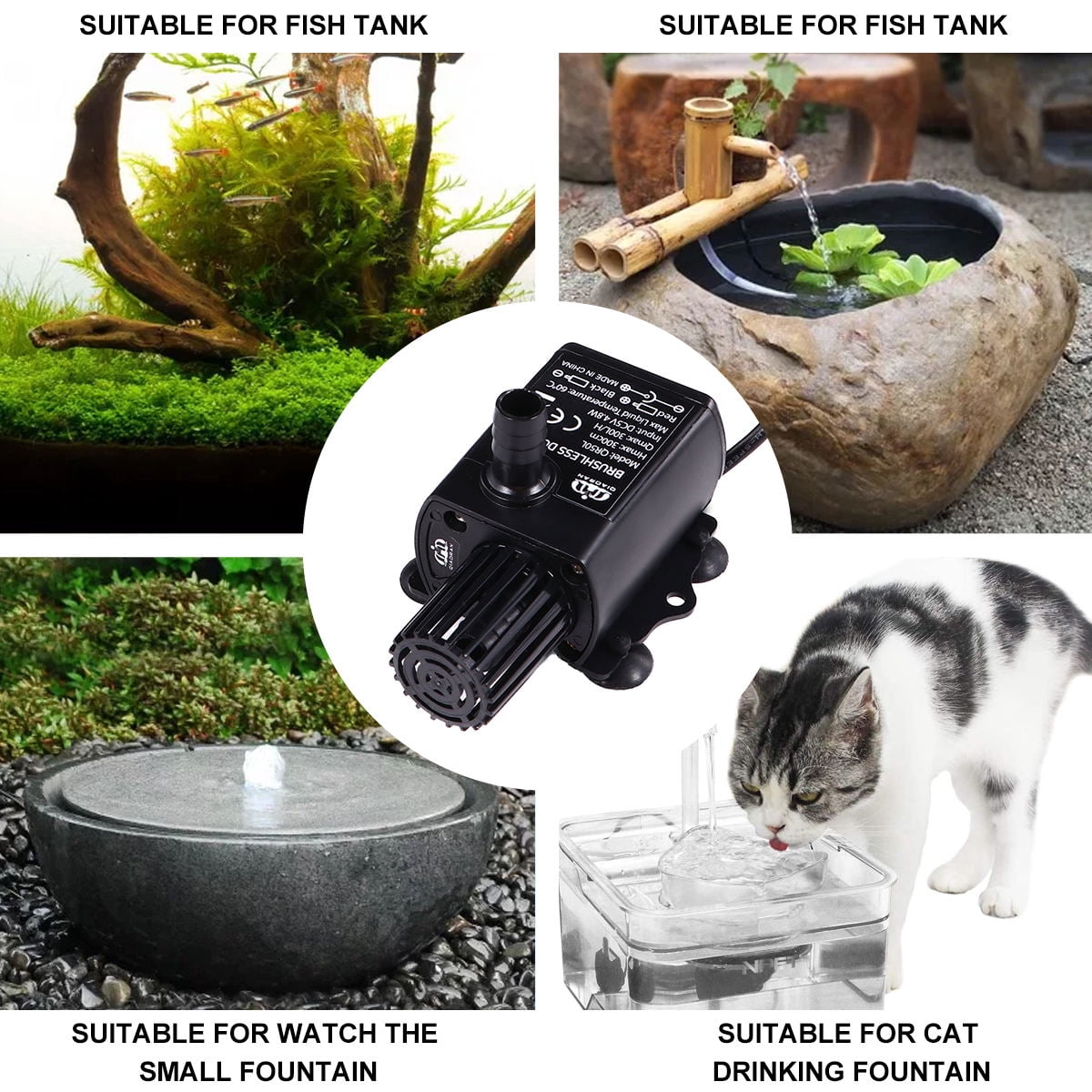LABSERRON Mini Water Circulation Pump for Fish Tank USB Powered Low ...