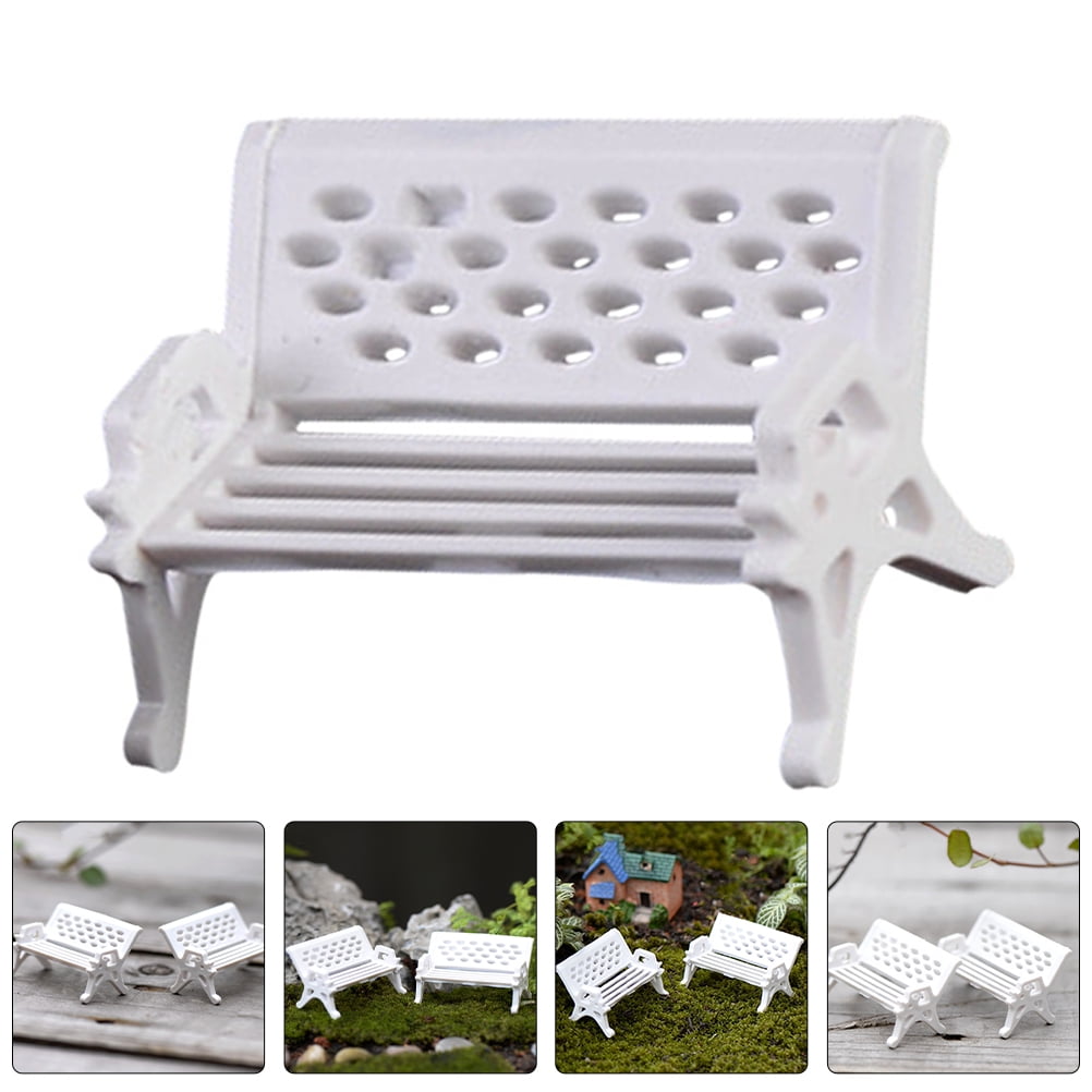 LABSERRON Miniature Furniture 12Pcs Abs White Miniature Park Bench ...