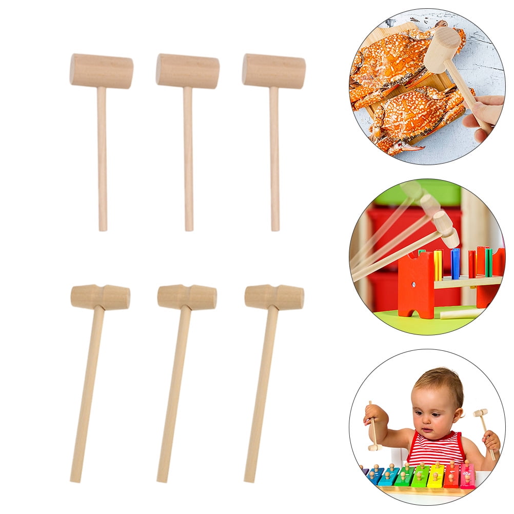 LABSERRON Miniature Wood Mallets Small Craft Hammer 50Pcs for Crab ...