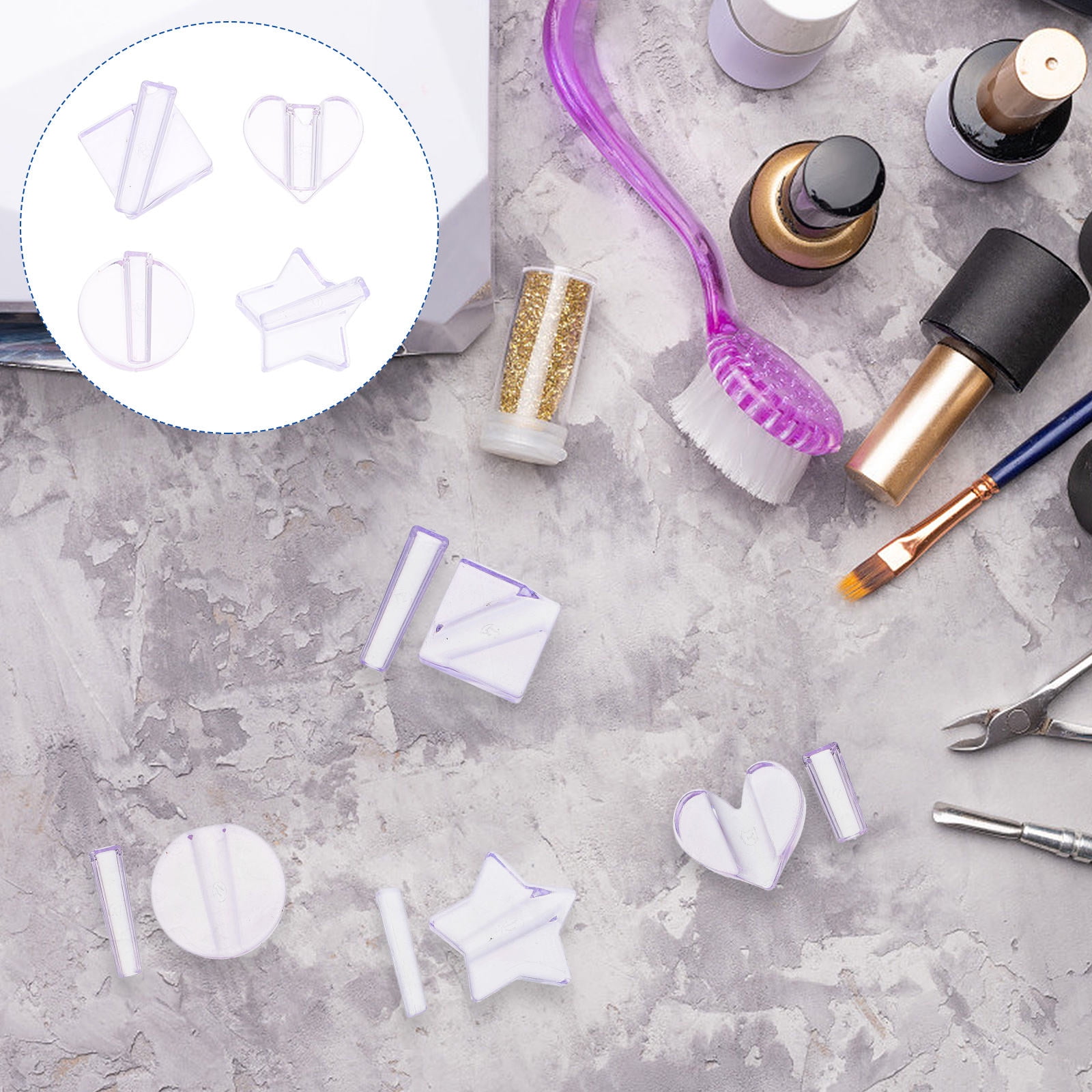 LABSERRON Nail Prop Mold 4Set Acrylic Star Circle Square Heart Shapes ...