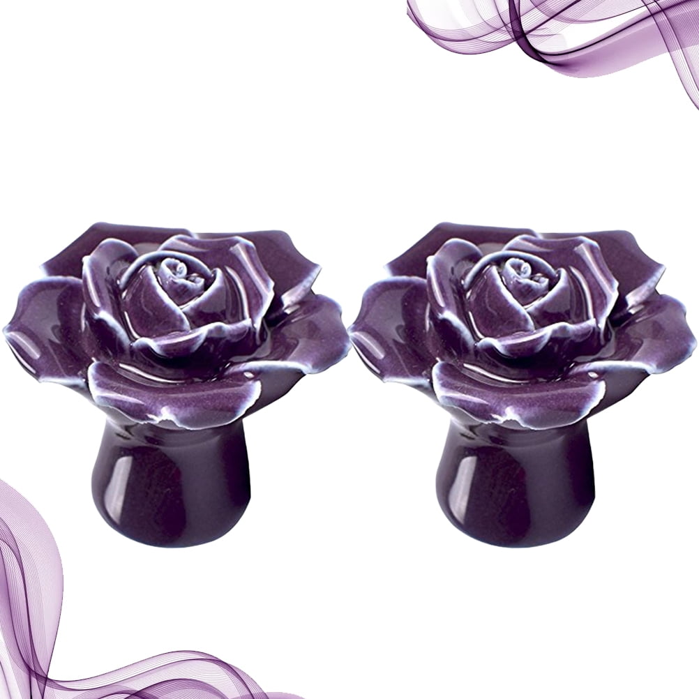 LABSERRON Pcs Ceramic Kitchen Cabinet Knobs Purple Ceramic Pull Handles ...