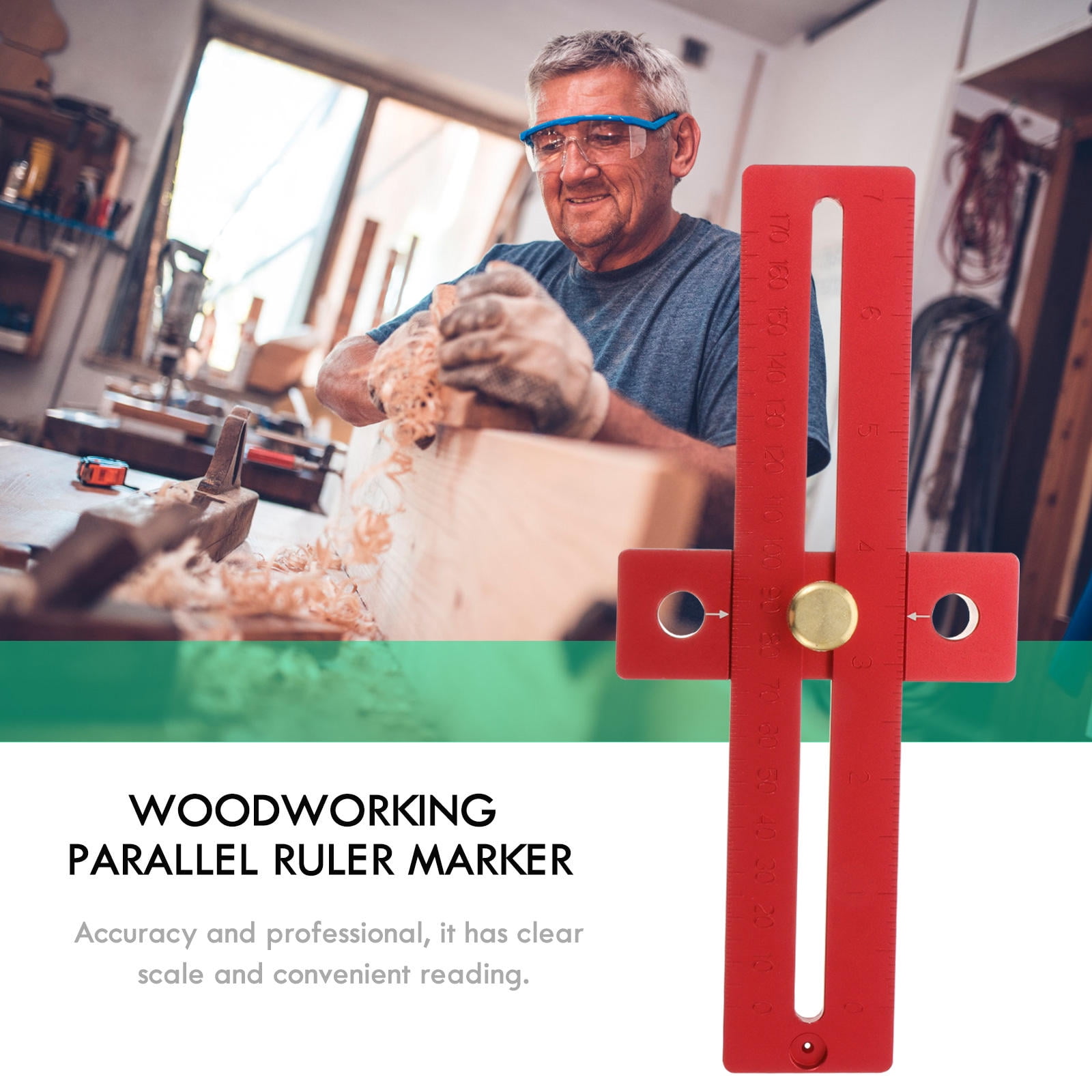 LABSERRON Professional Red Parallel Ruler 1Pack for Woodworking ...