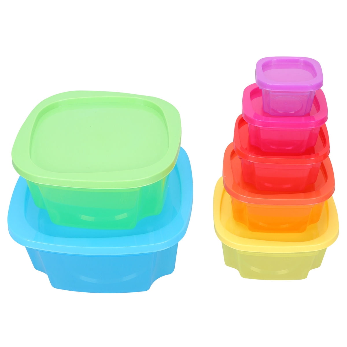 LABSERRON Rainbow Plastic Storage Box Set of 7 Pieces Sealed Crisper ...
