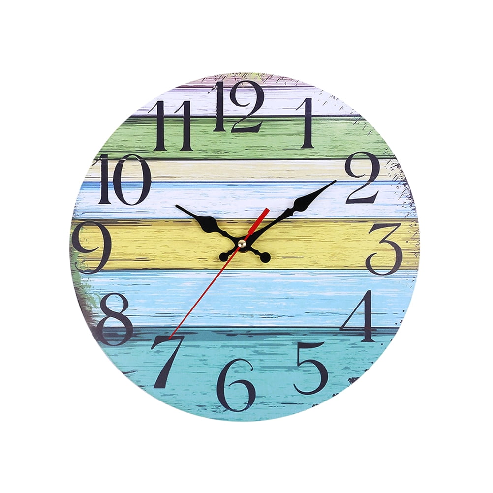 LABSERRON Retro Style Wall Clock Wooden Material Silent Operation Non ...