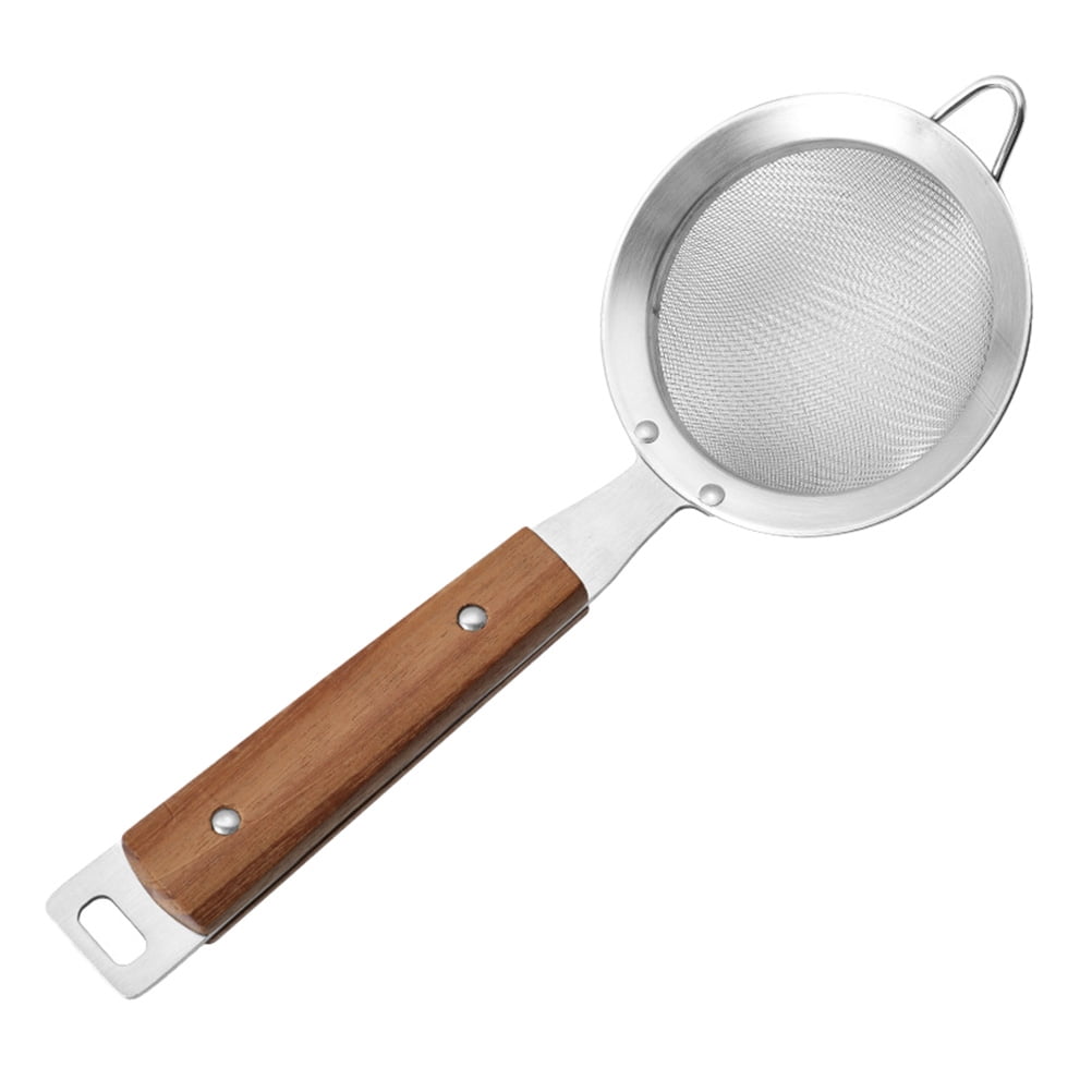 LABSERRON Stainless Steel Skimmer Spoon With Wood Handle Practical Mesh ...