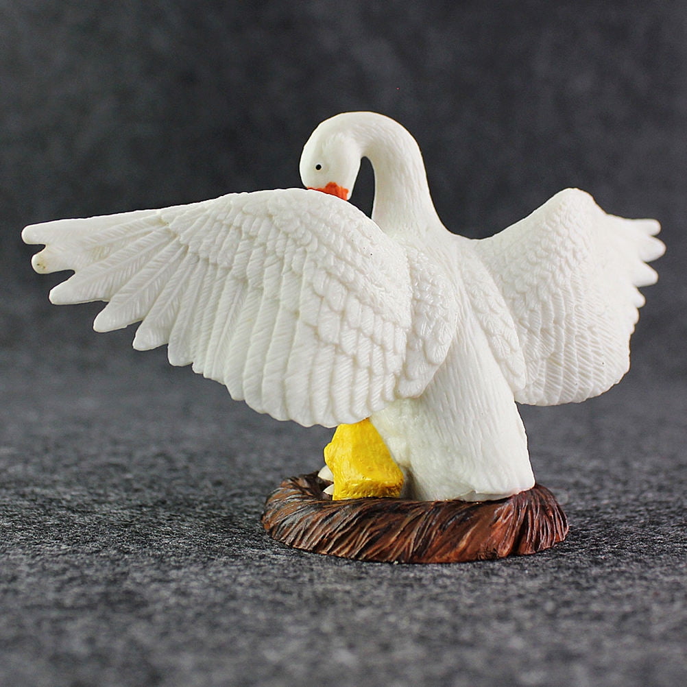 LABSERRON Swan and Duck Model 13x4.8x6cm White Plastic Toy Animals ...